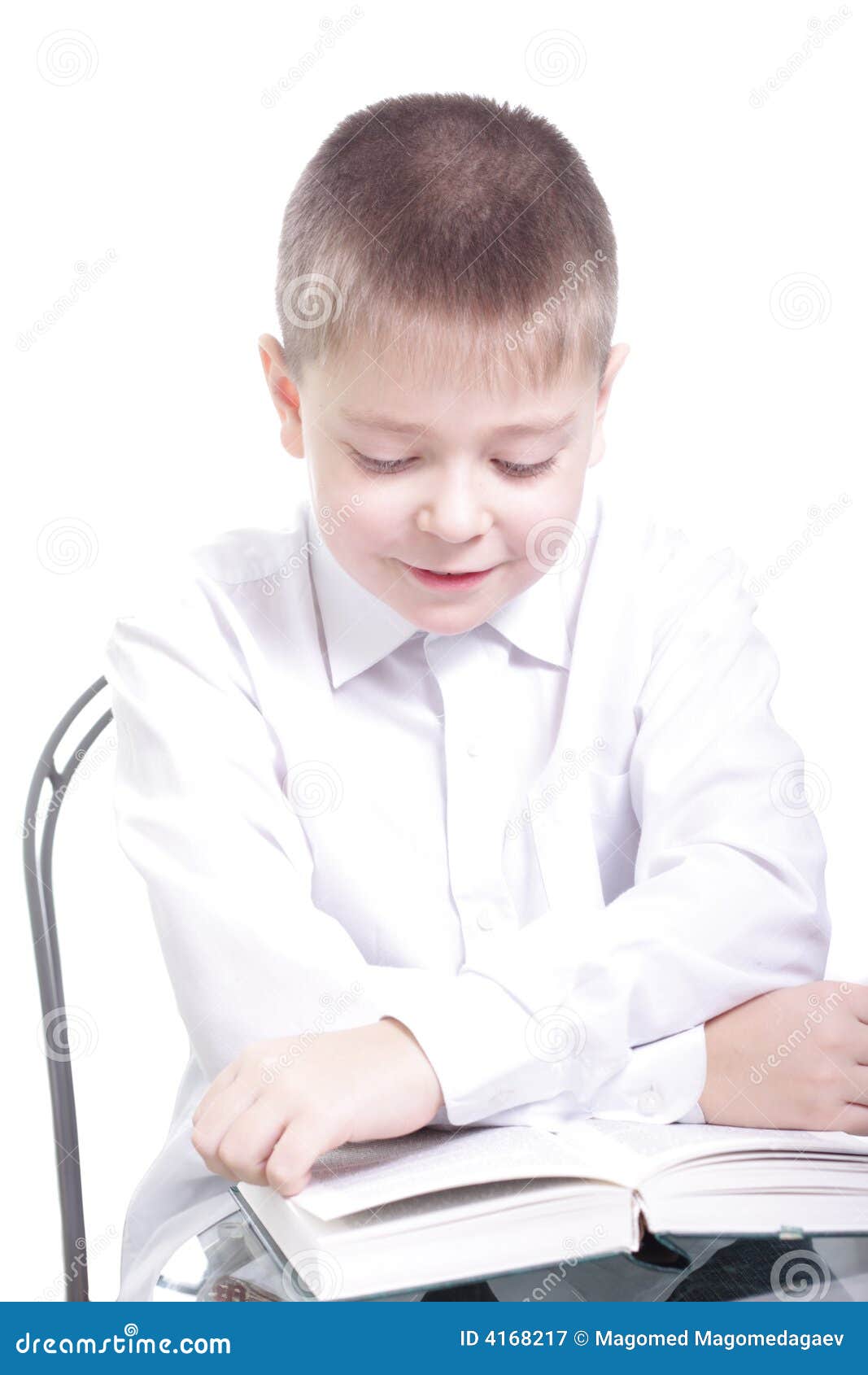 Reading with smile stock image. Image of book, elementary - 4168217