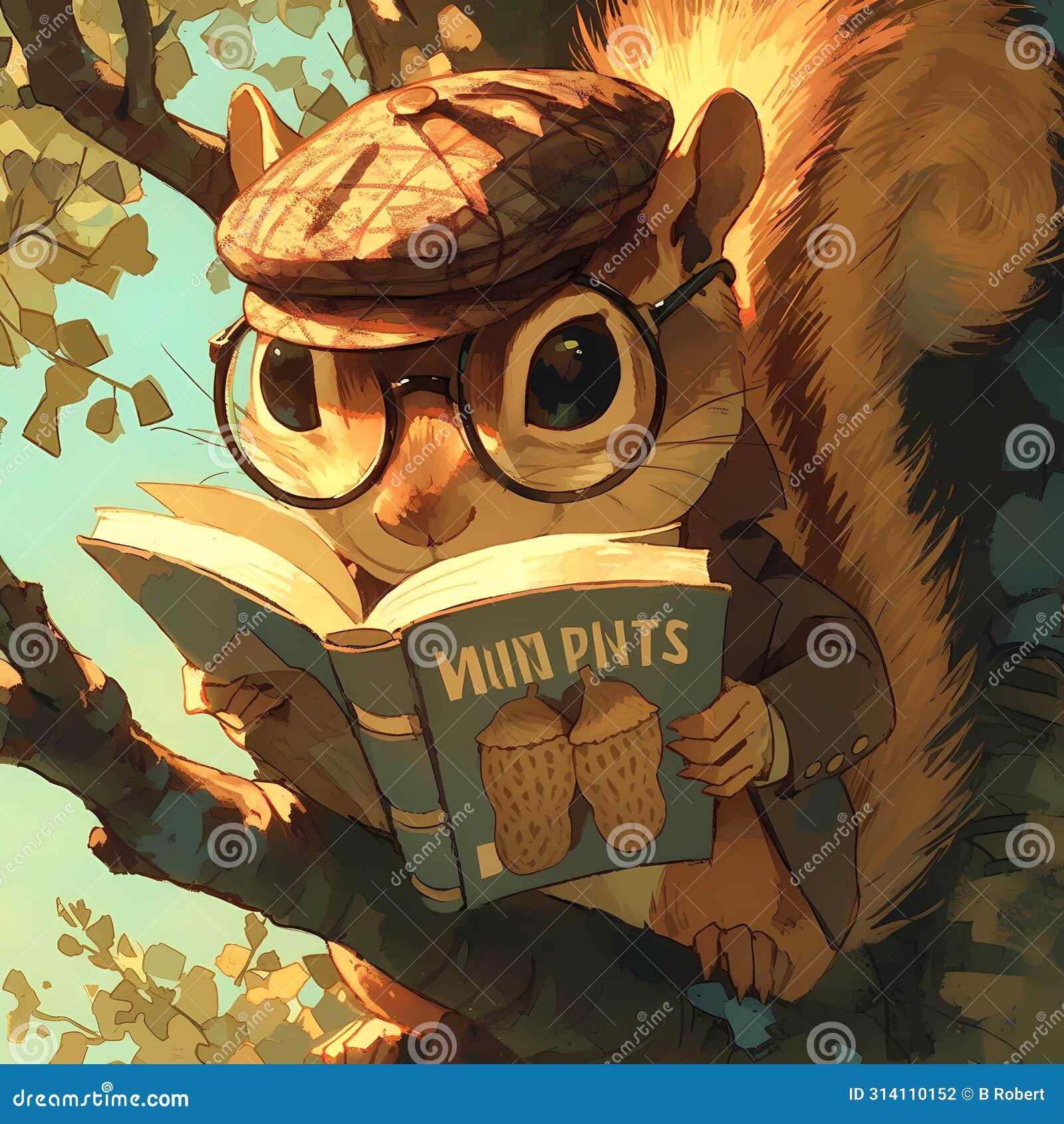 Reading Squirrel in Action - Stock Image Stock Illustration ...
