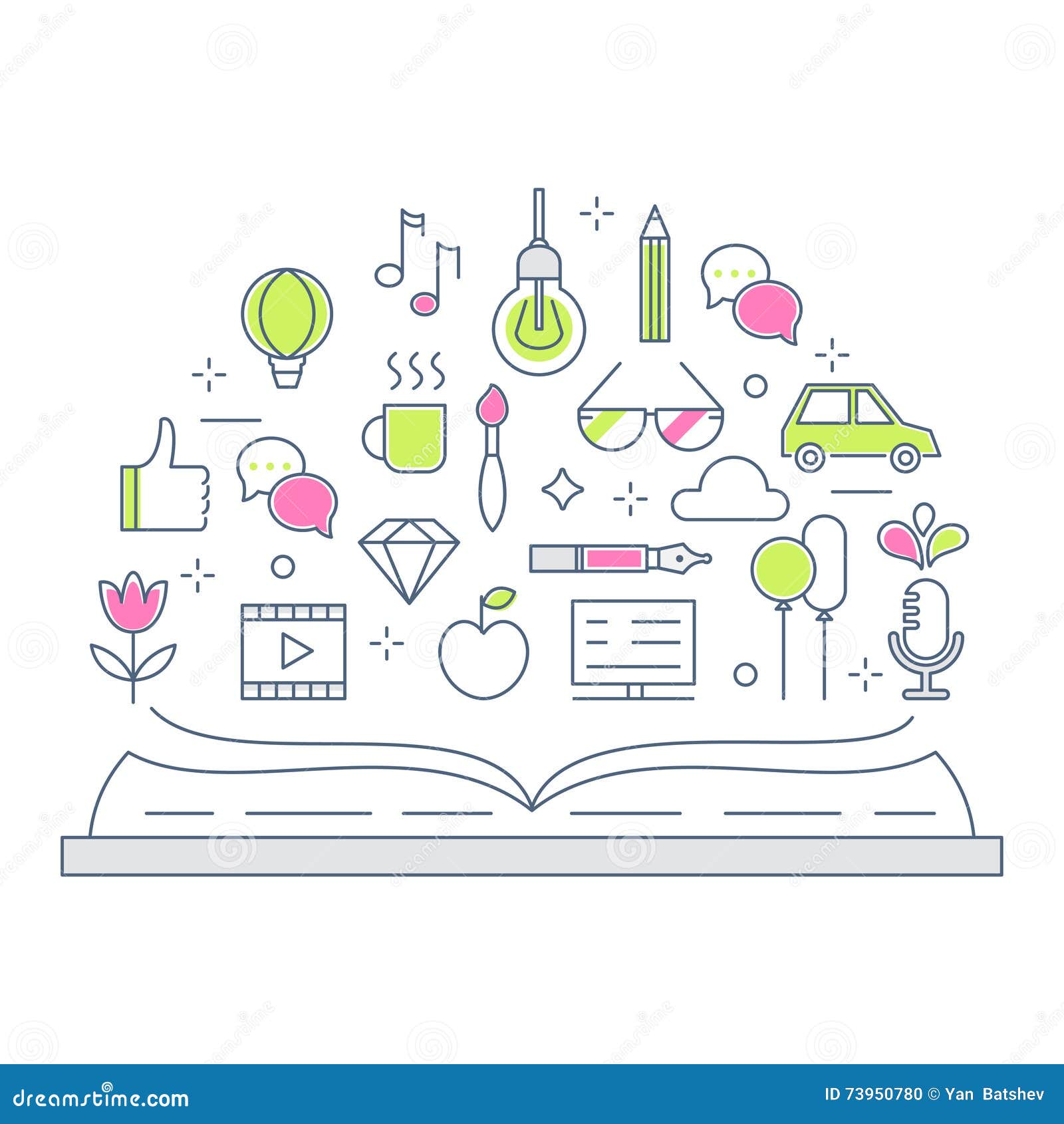 Reading and Storytelling Line Vector Illustration Stock Vector ...