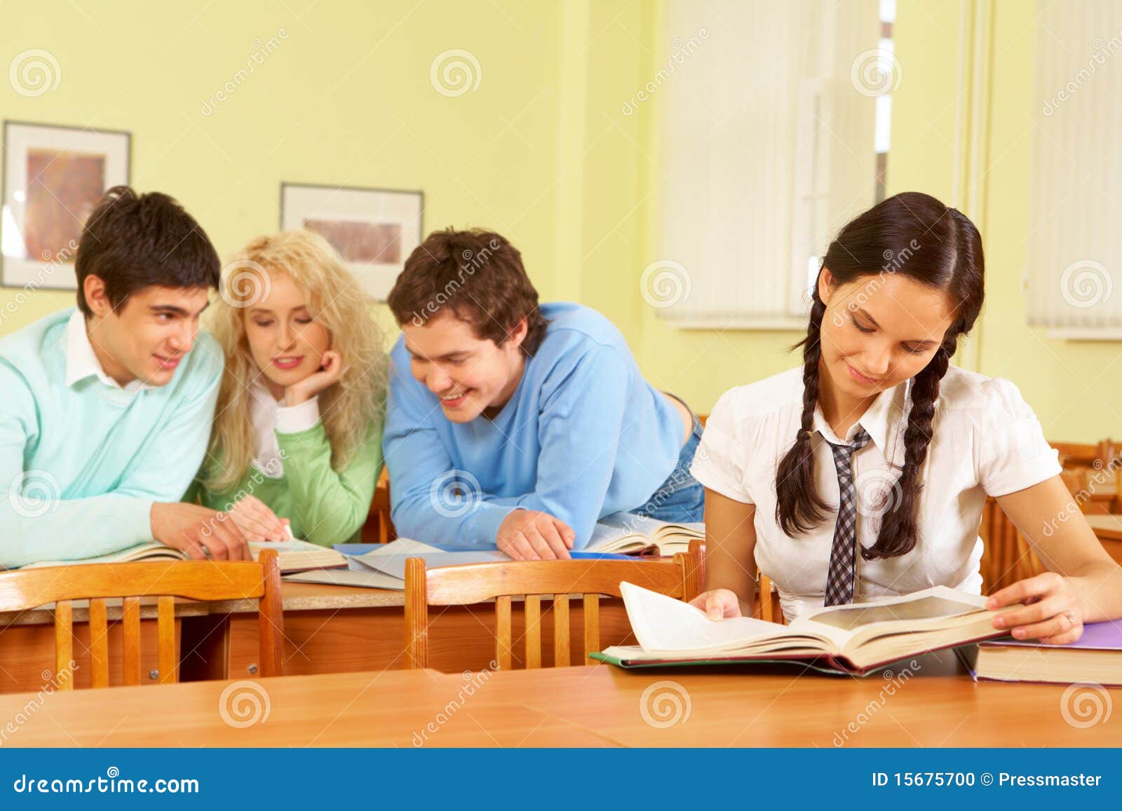 Reading students stock photo. Image of friend, academic - 15675700