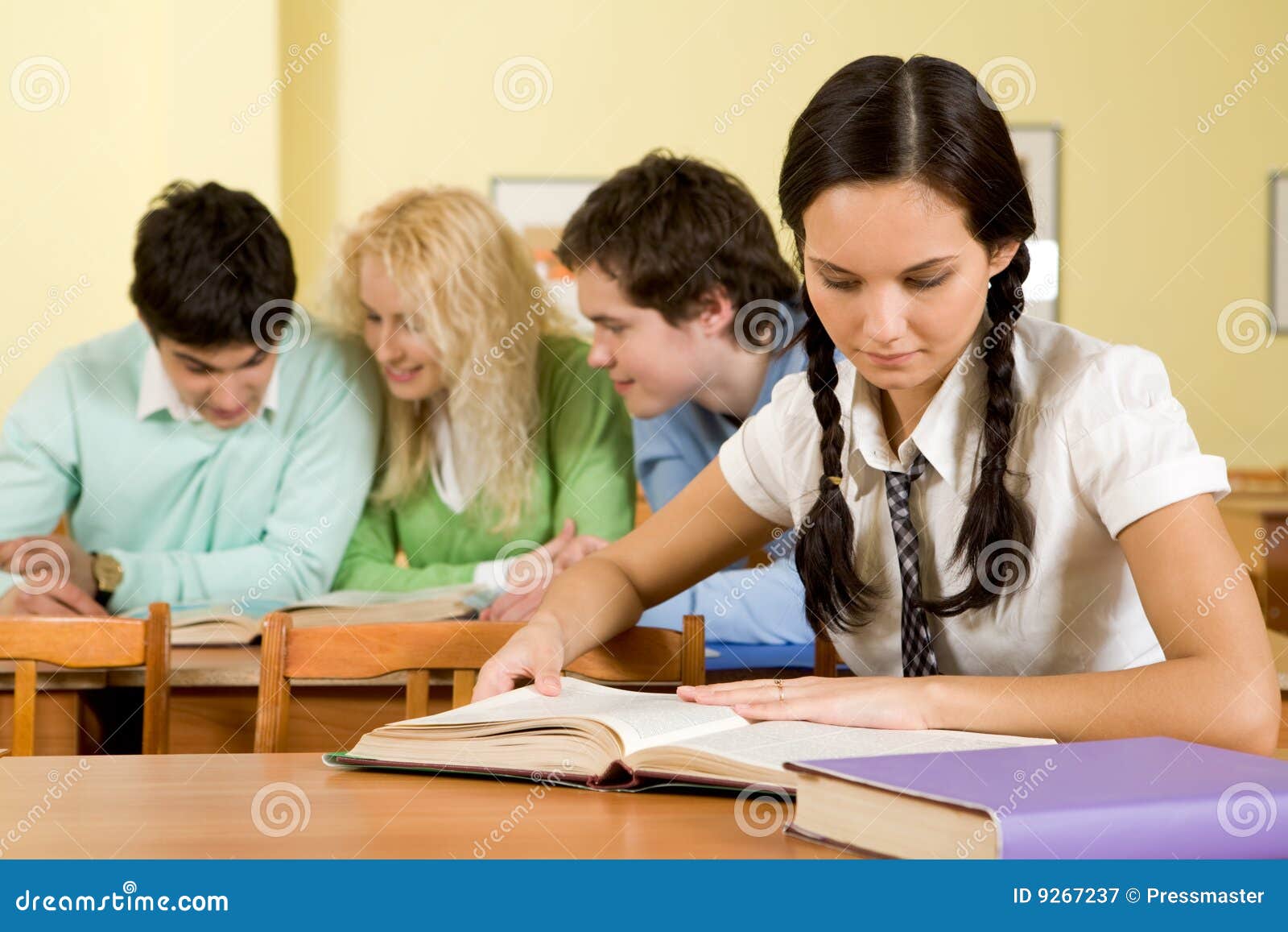 Reading students stock image. Image of caucasian, foreground - 9267237