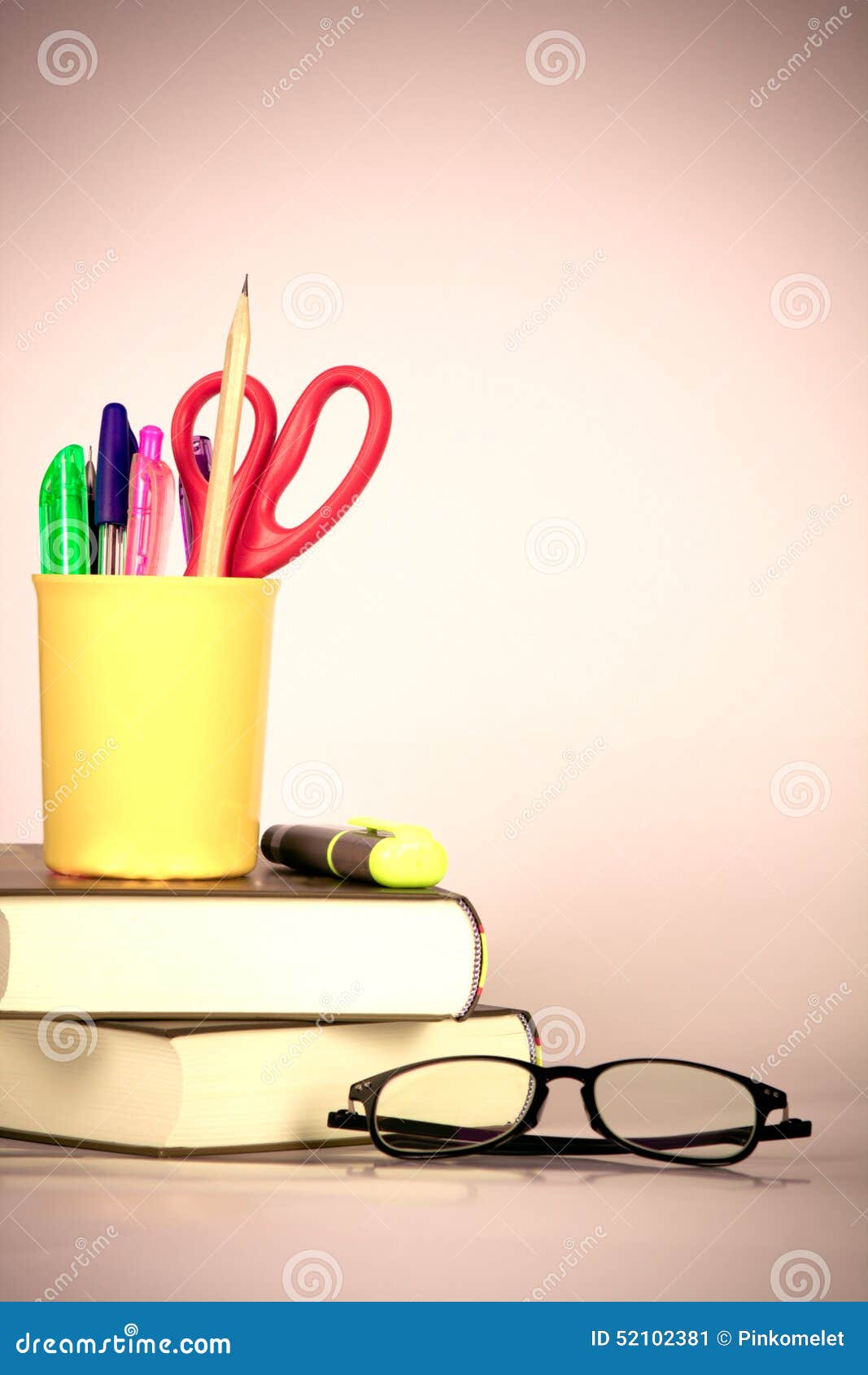 Reading and Study Equipment Placed on Stacking of Books Stock Image ...