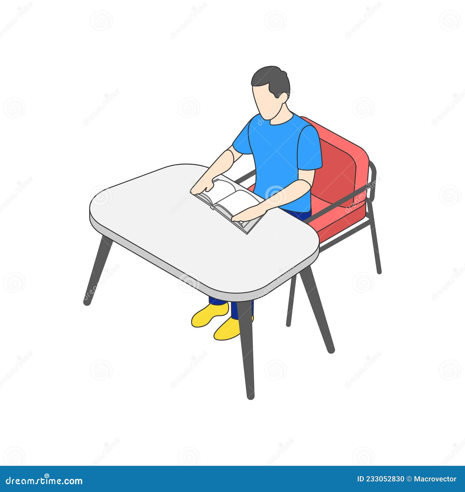 Reading at Table Composition Stock Vector - Illustration of clipart ...