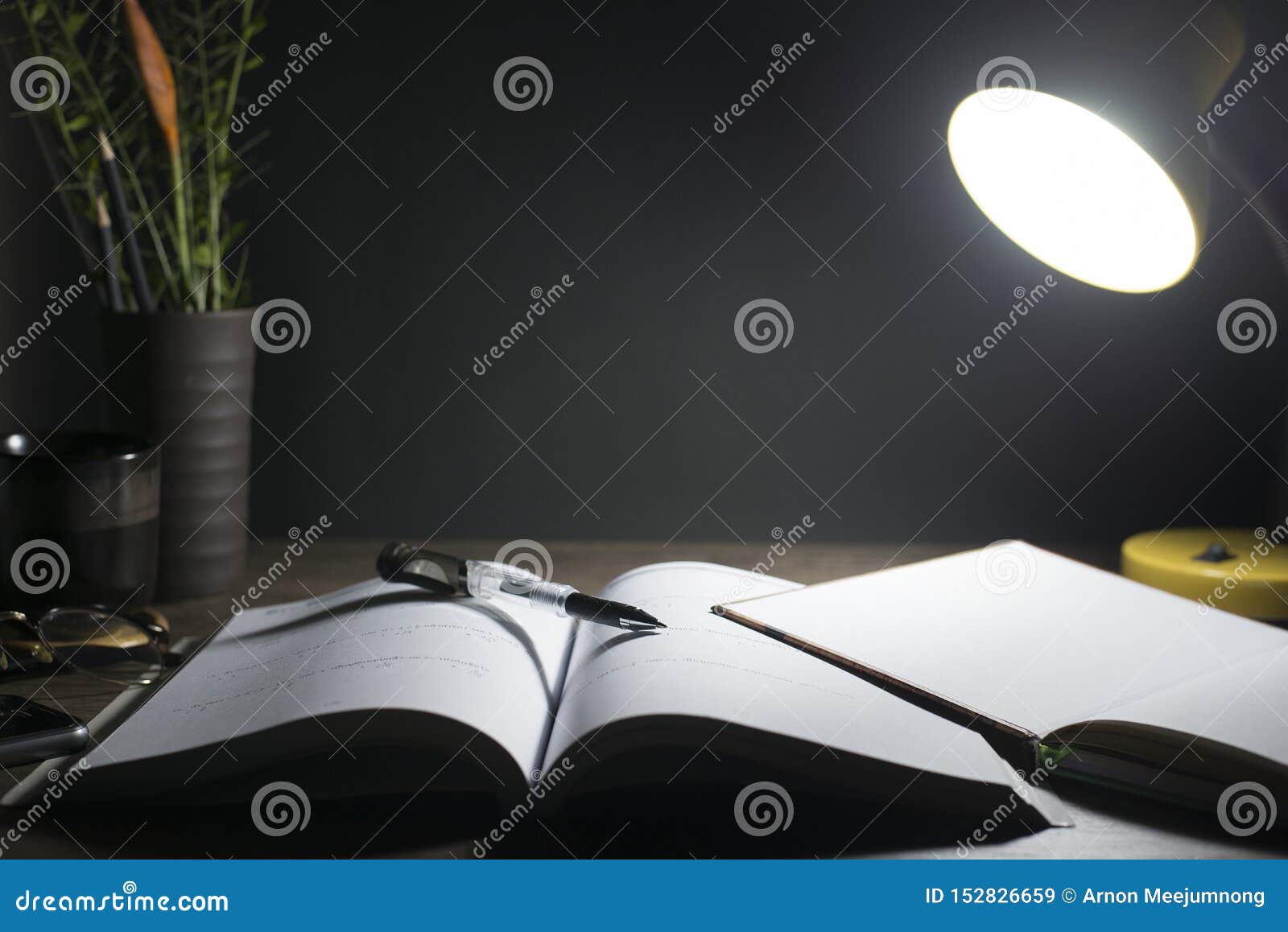 Reading Table at Night, Education Concept Stock Image - Image of ...