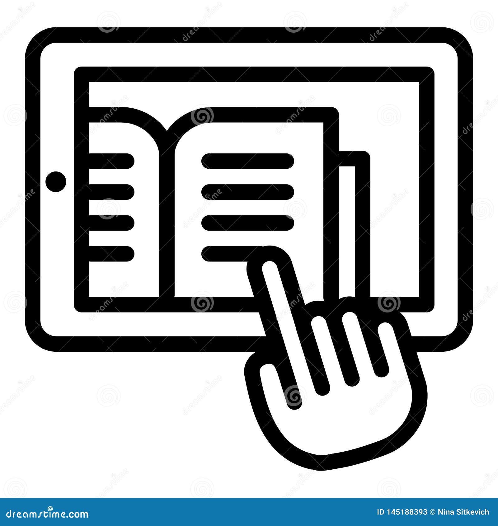 Reading from the Tablet Icon, Outline Style Stock Vector - Illustration ...