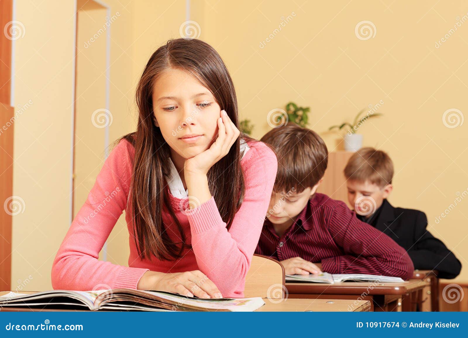 Reading textbook stock photo. Image of girl, lesson, class - 10917674