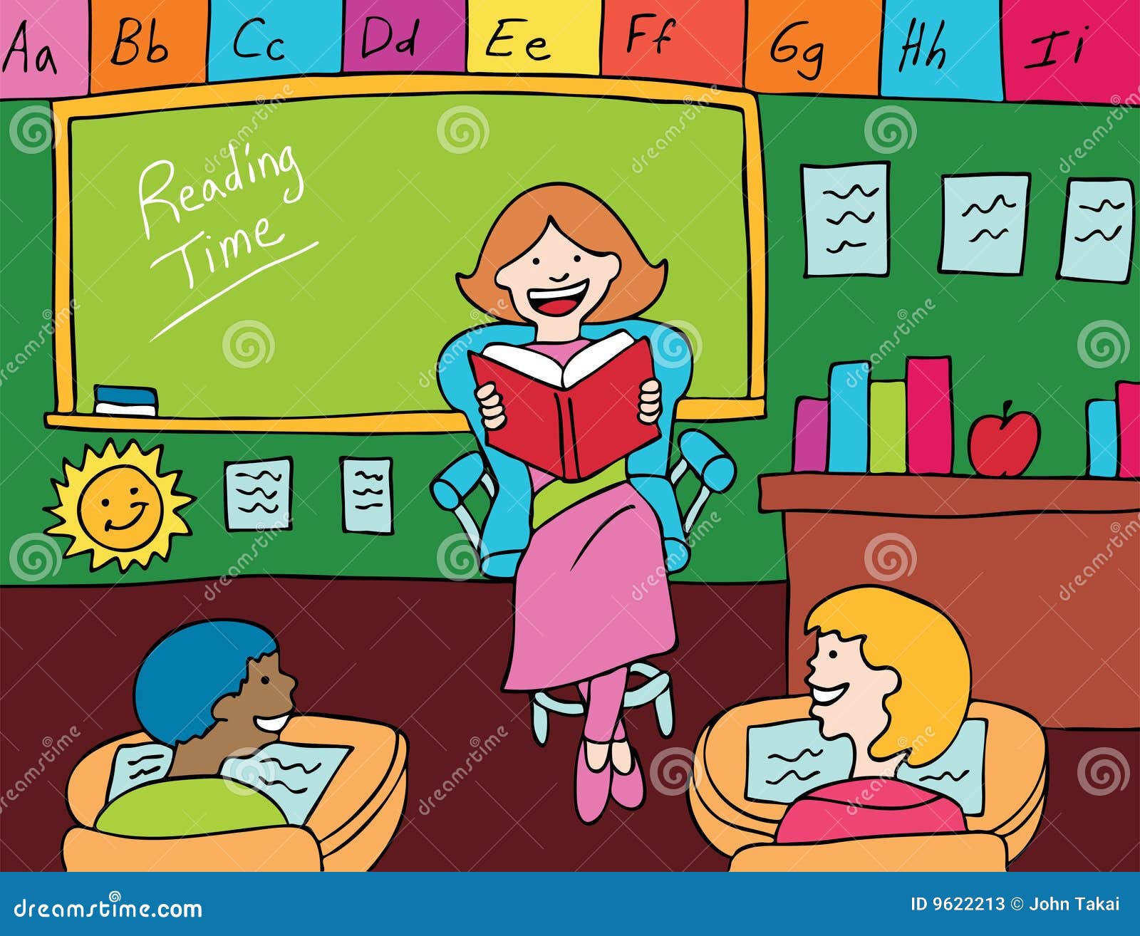 Reading Time stock vector. Illustration of educational - 9622213