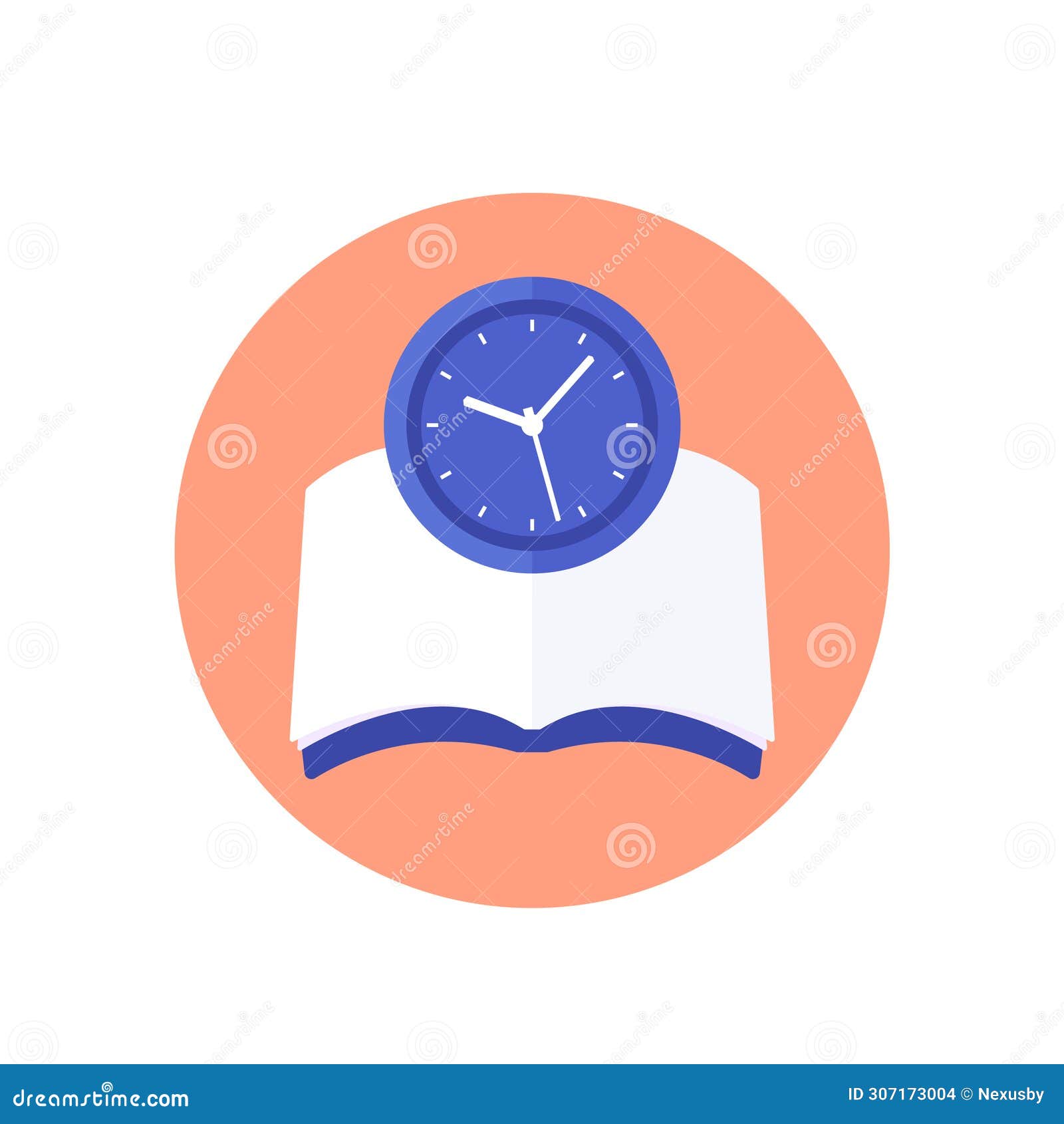Reading Time Icon with a Book, Flat Vector Stock Vector - Illustration ...