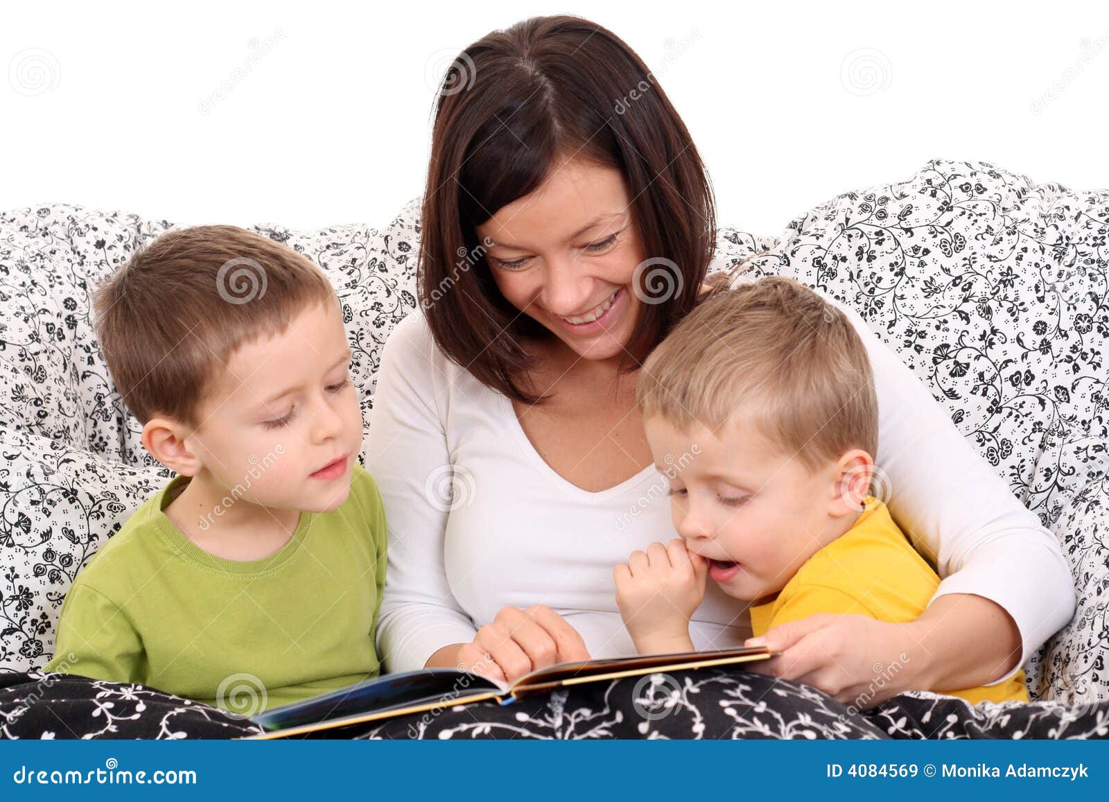 Reading together stock image. Image of kids, bedclothes - 4084569