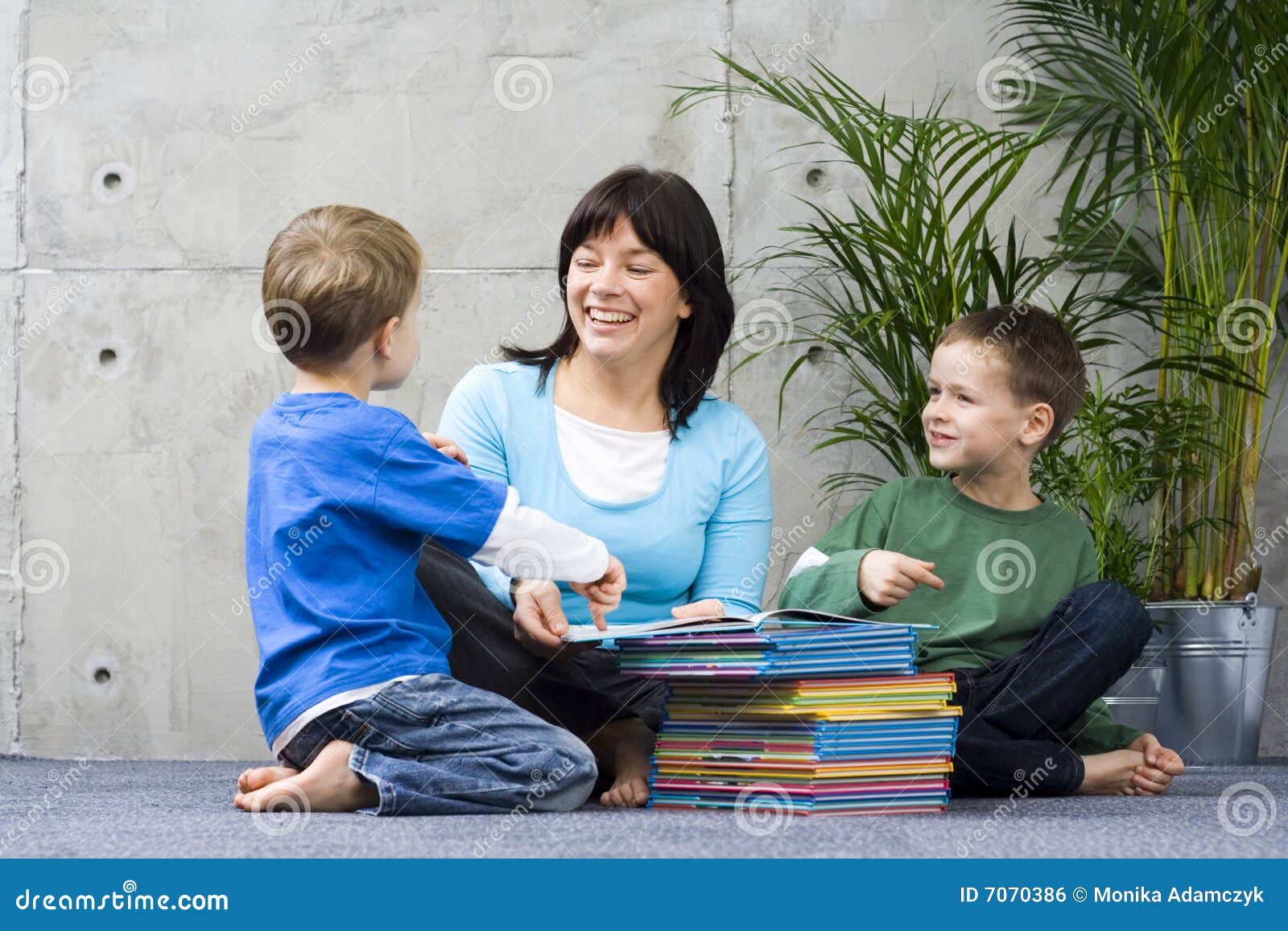 Reading together stock photo. Image of children, woman - 7070386