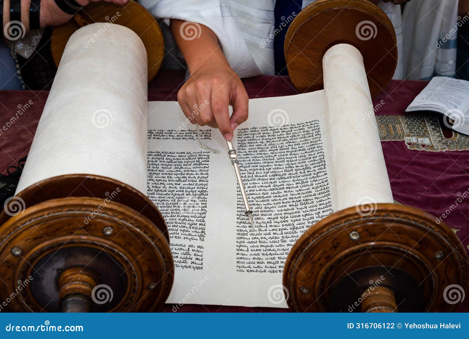 Reading from a Torah Scroll Using a Pointer or Yad Stock Photo - Image ...