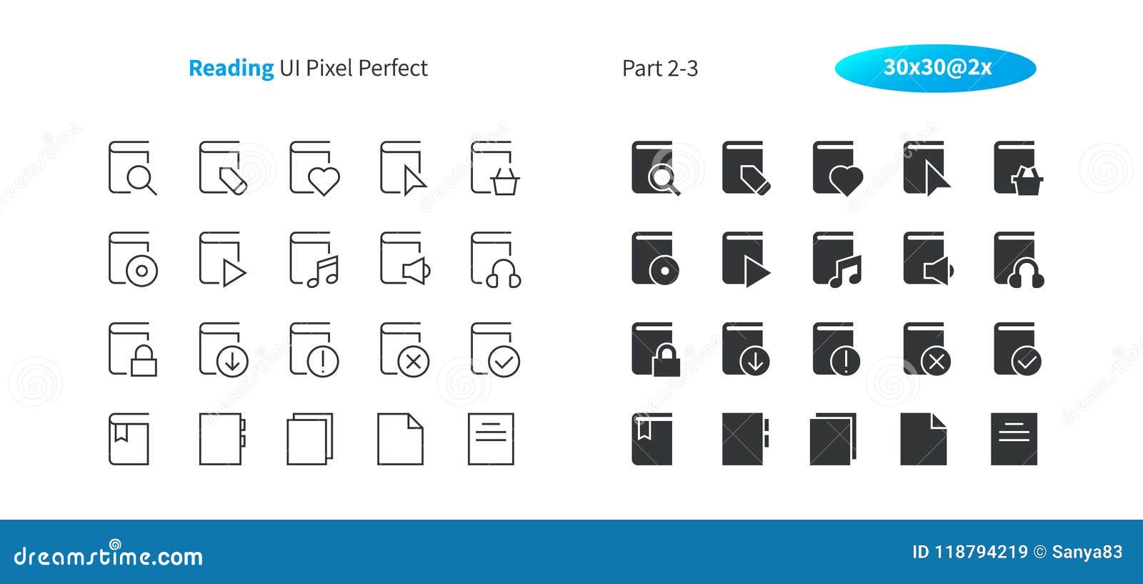 Reading UI Pixel Perfect Well-crafted Vector Thin Line and Solid Icons ...