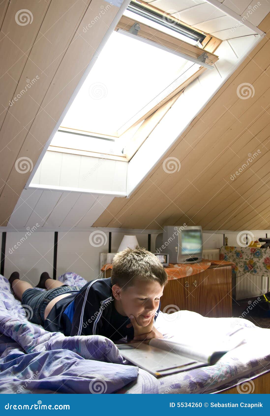 Reading under skylight stock photo. Image of learning - 5534260