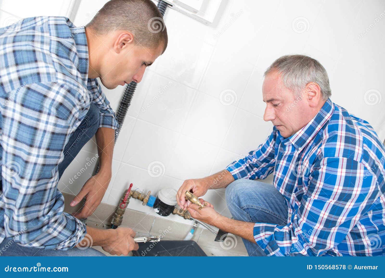 Reading the water meter stock photo. Image of pressure - 150568578