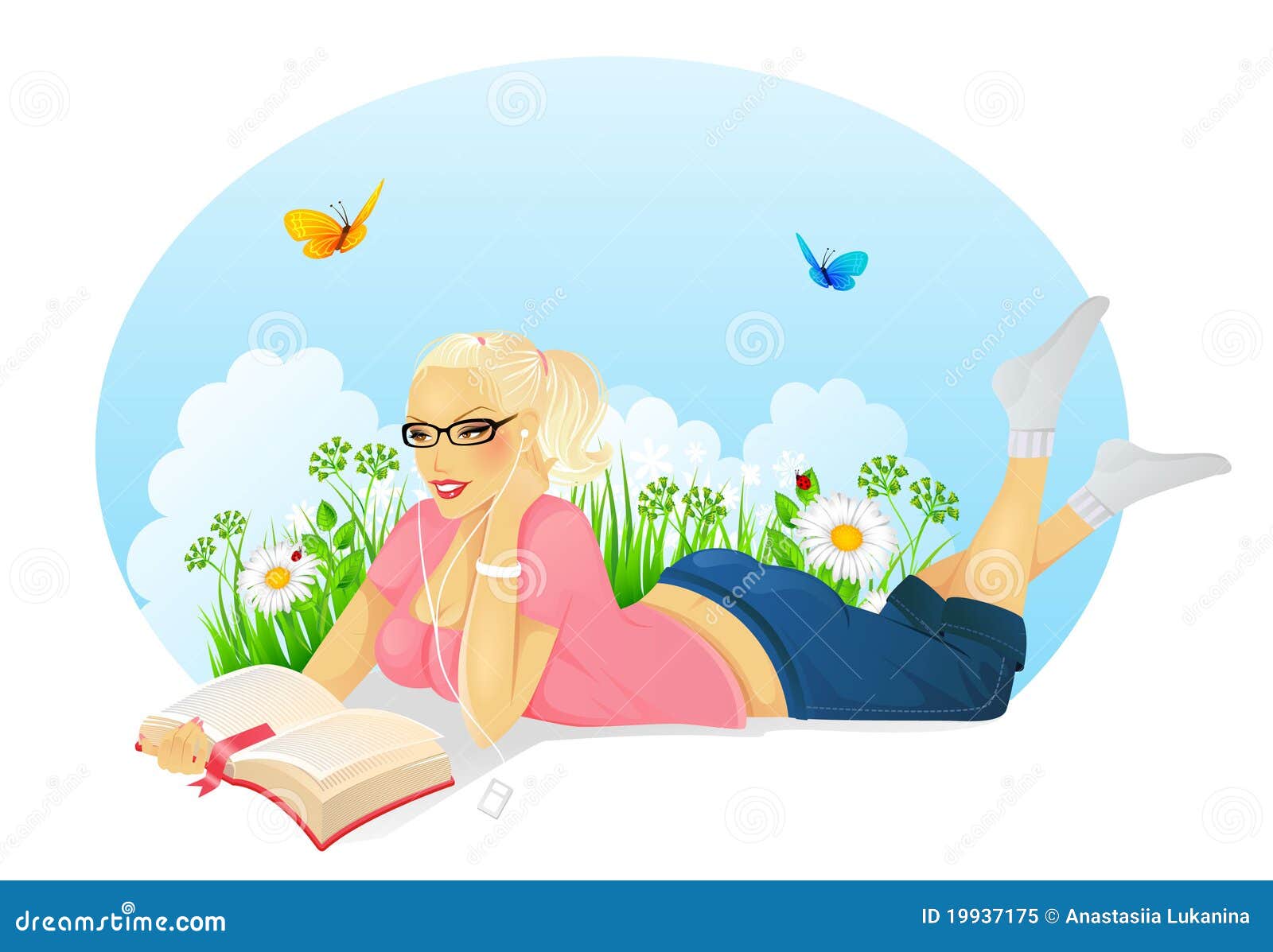 Reading woman stock vector. Illustration of college, book - 19937175