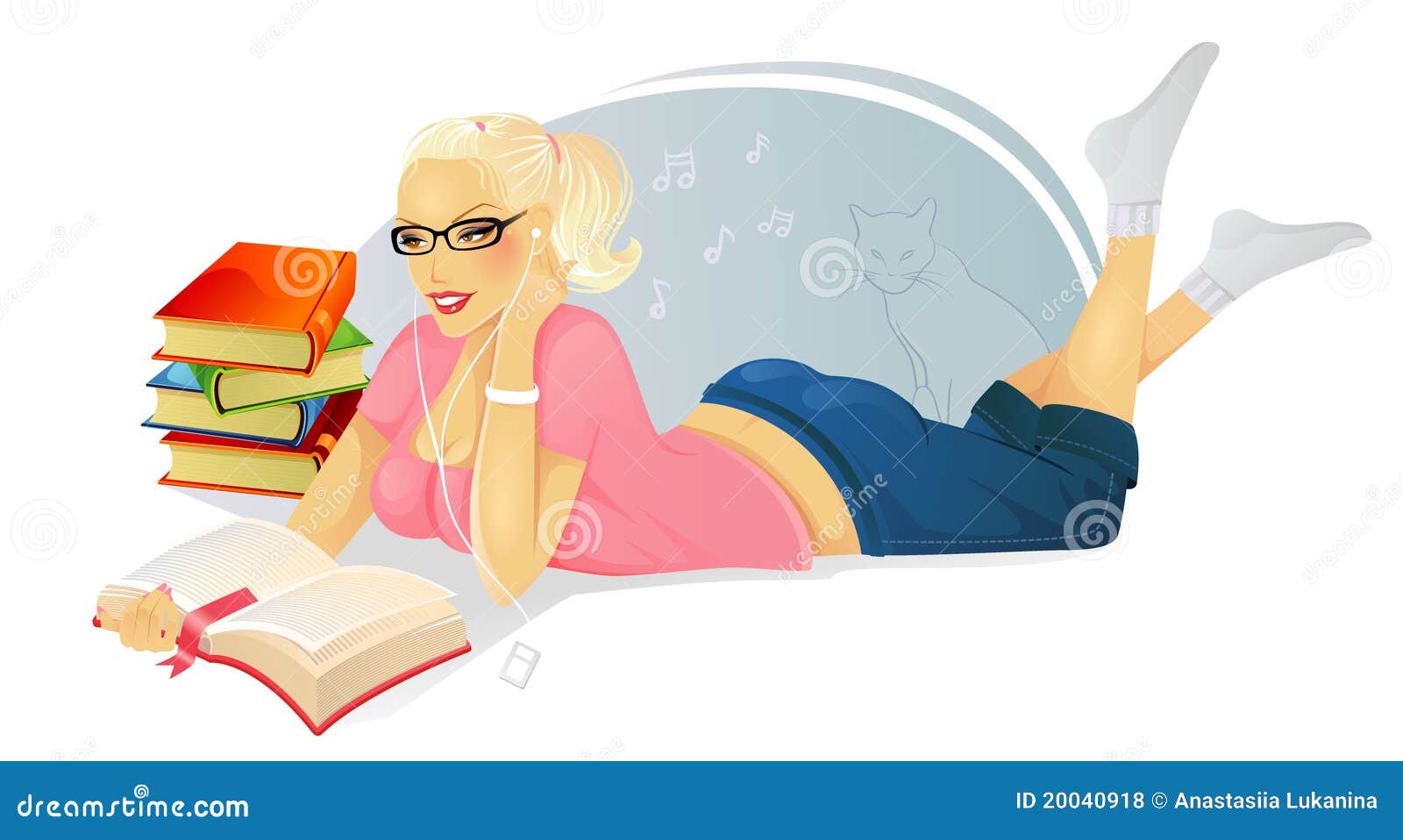 Reading woman stock vector. Illustration of book, girl - 20040918