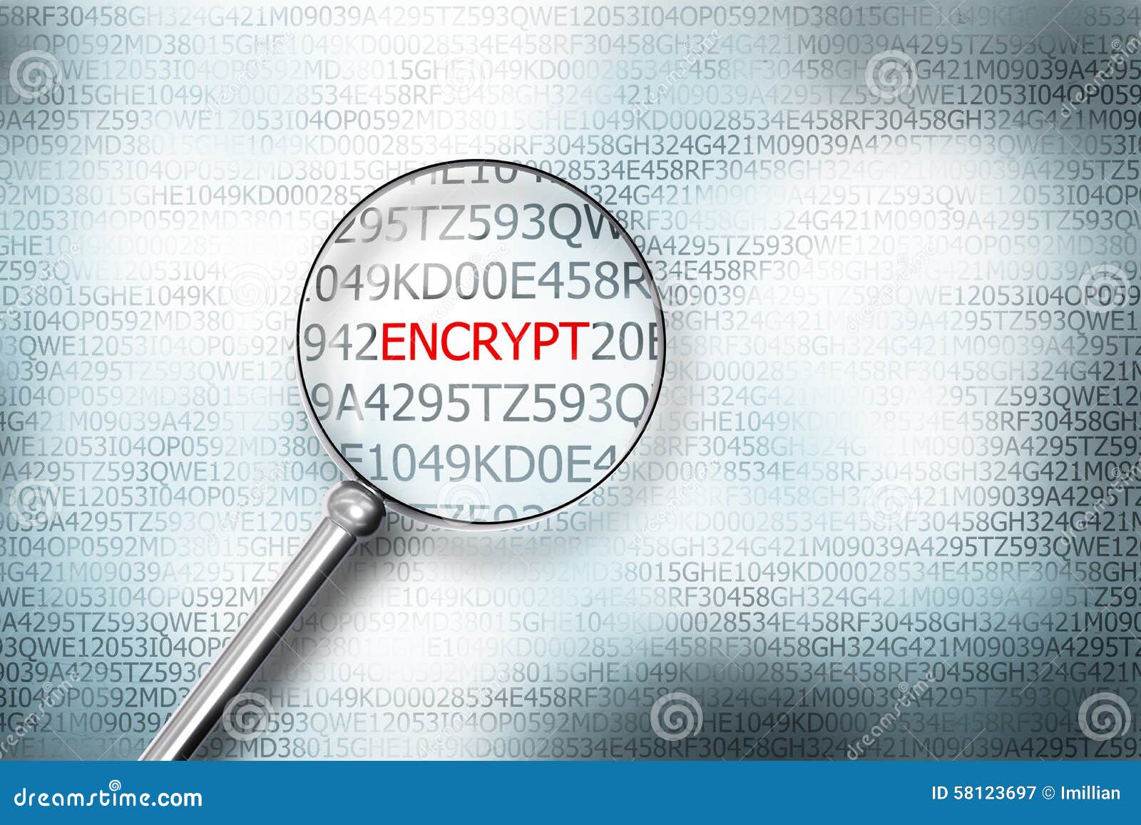 Reading the Word Encrypt on Computer Screen with a Magnifying Gl Stock ...