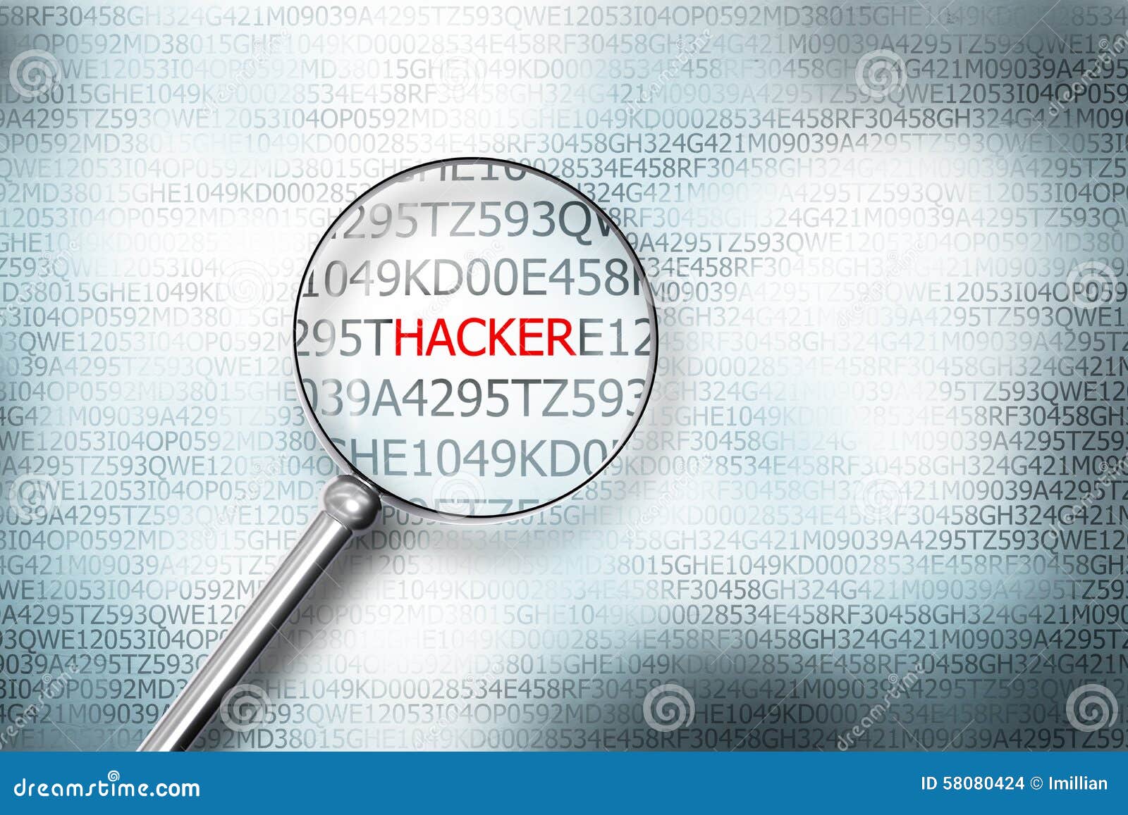 Reading the Word Hacker on Computer Screen with a Magnifying Stock ...