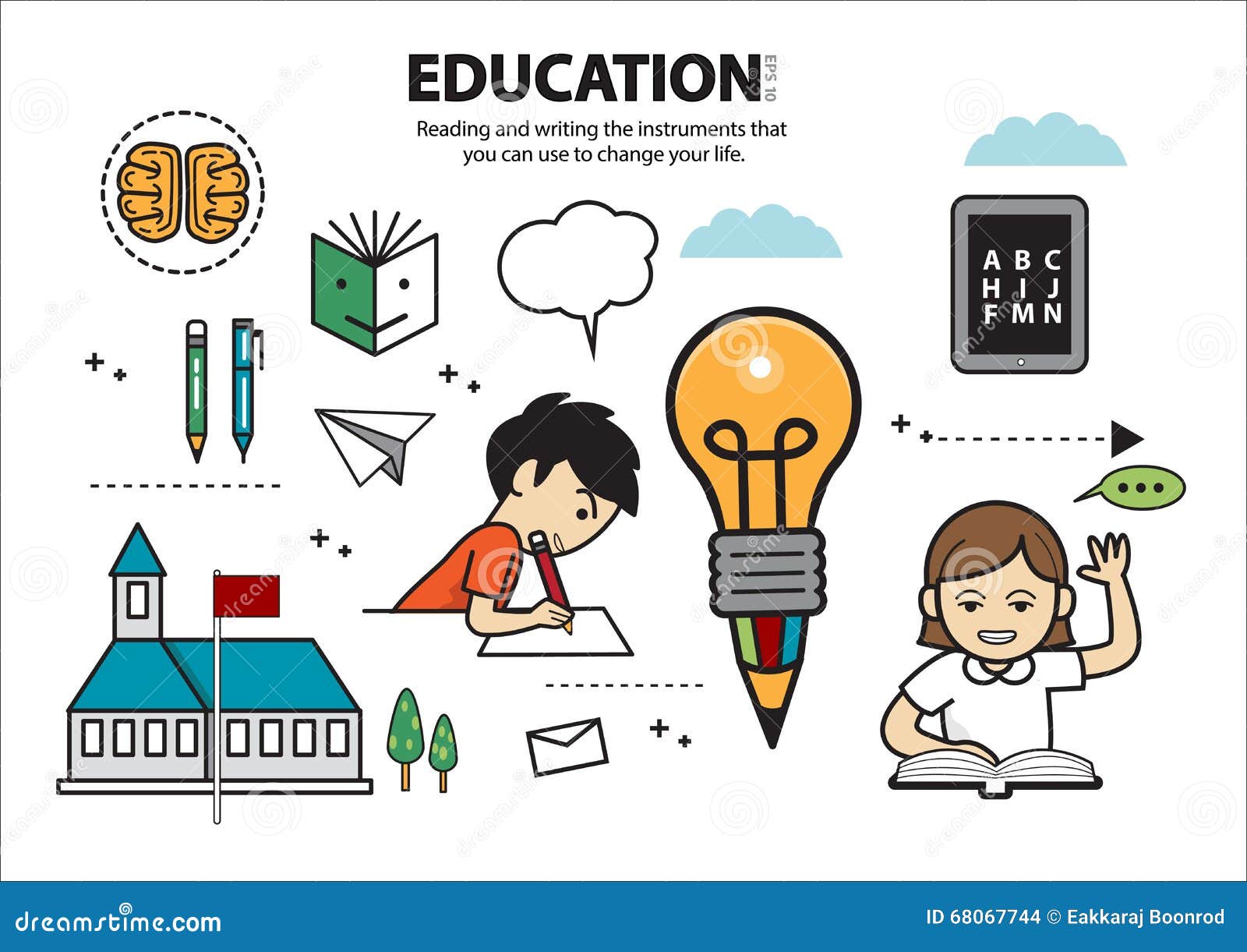Reading and Writing Education 4 Stock Illustration - Illustration of ...