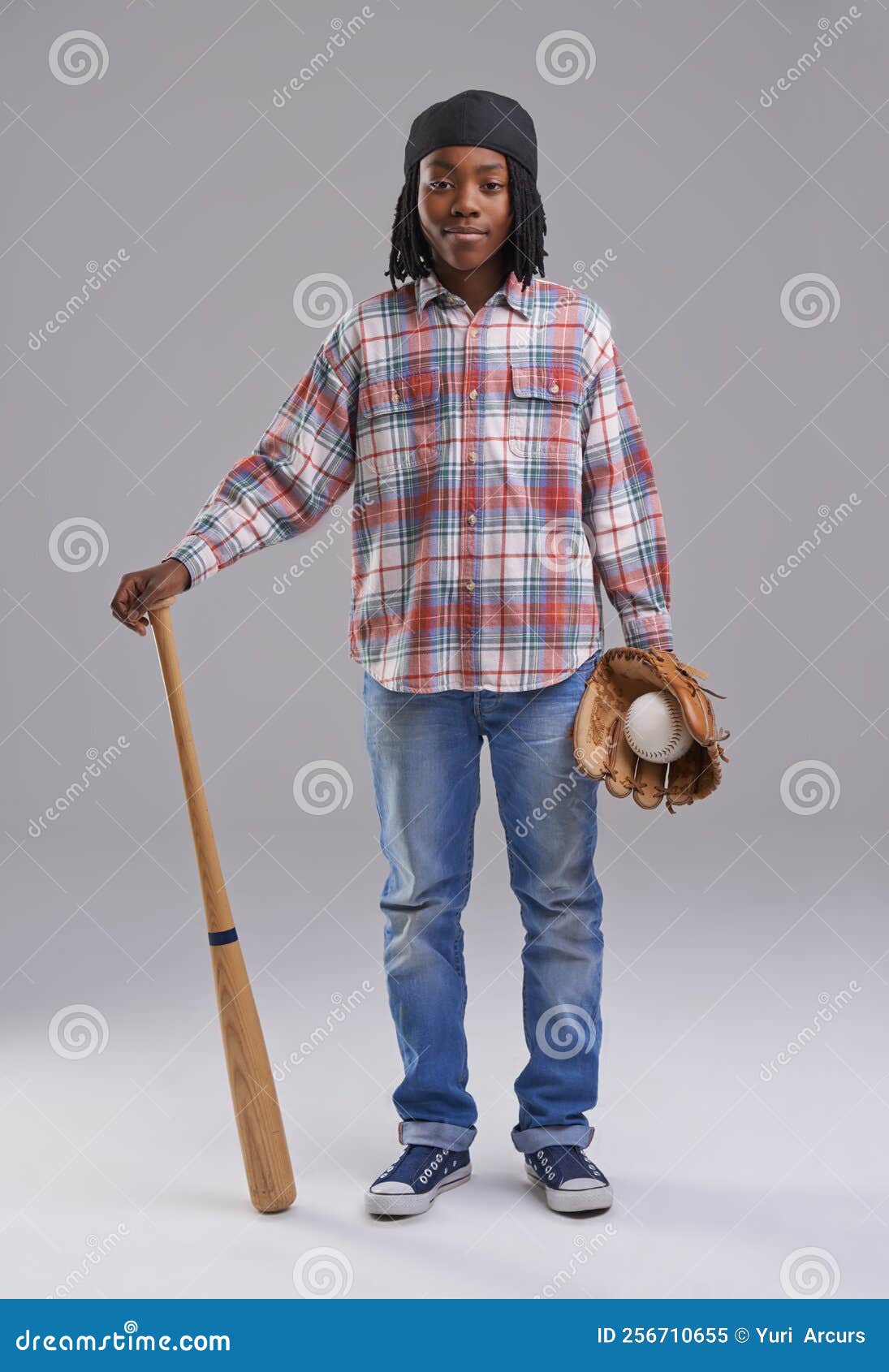Ready for Baseball. Studio Shot of a Young Boy with Baseball Gear ...