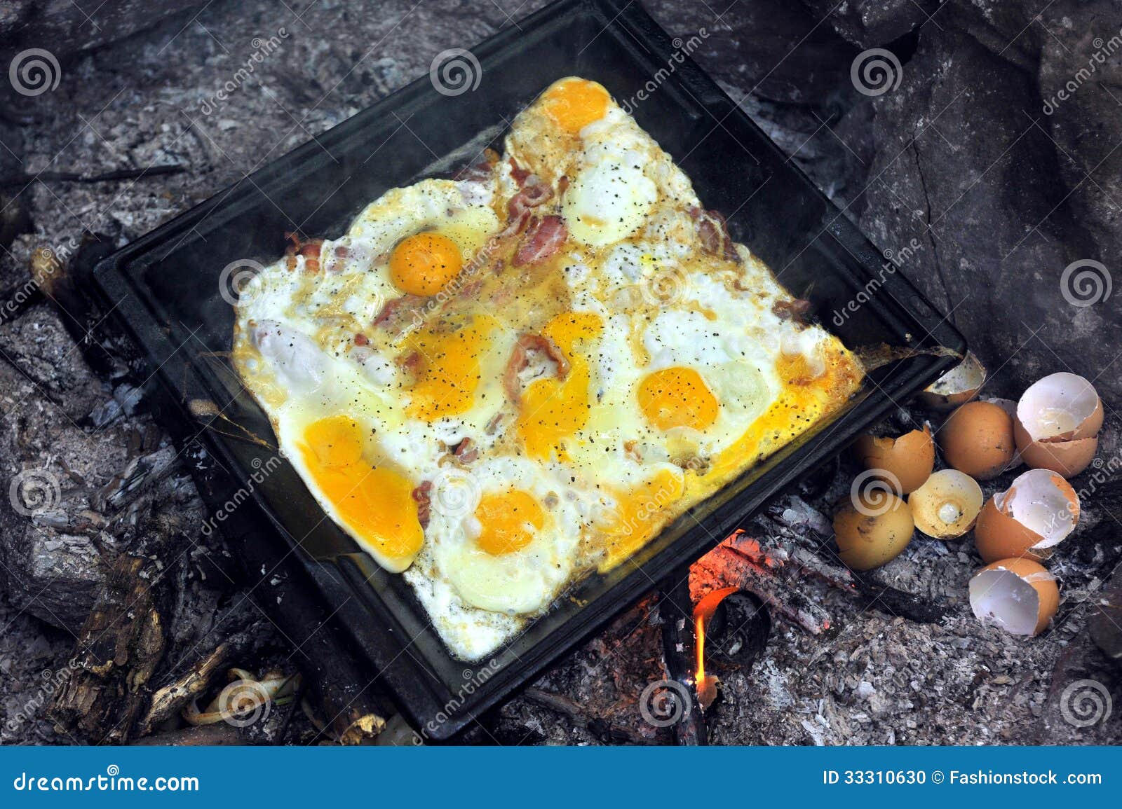 Ready for Breakfast Eggs at the Tray Stock Photo - Image of burn ...