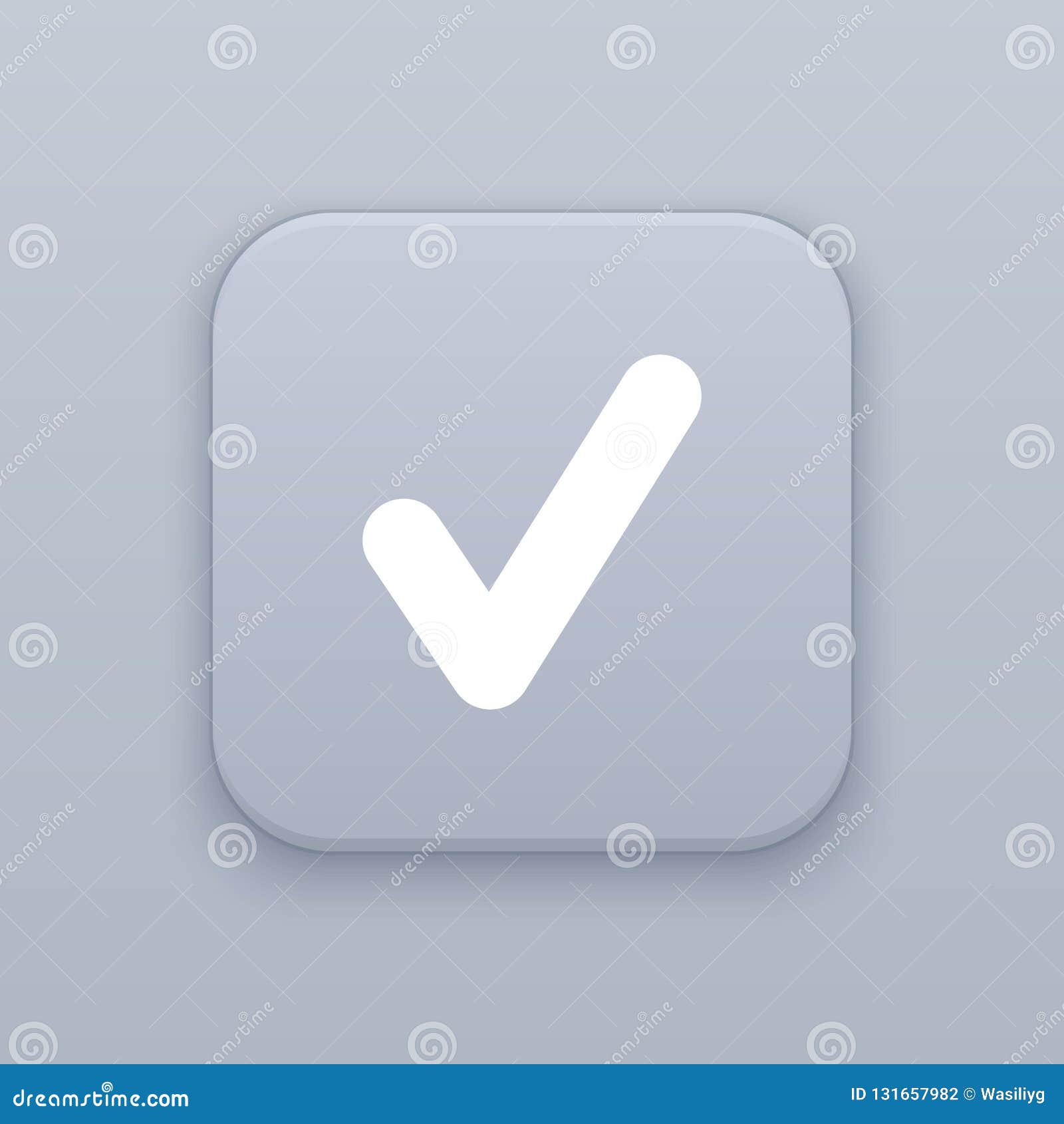 Ready, Check Mark, Gray Vector Button with White Icon on Gray ...