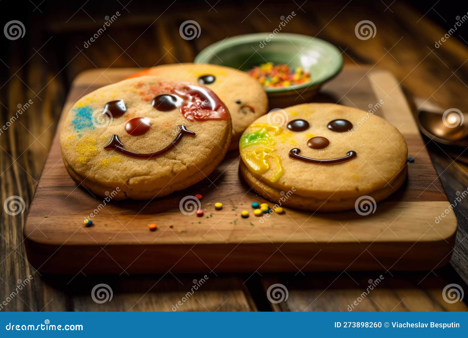 Ready Cookies with Emoticons on the Table. Stock Photo - Image of ...
