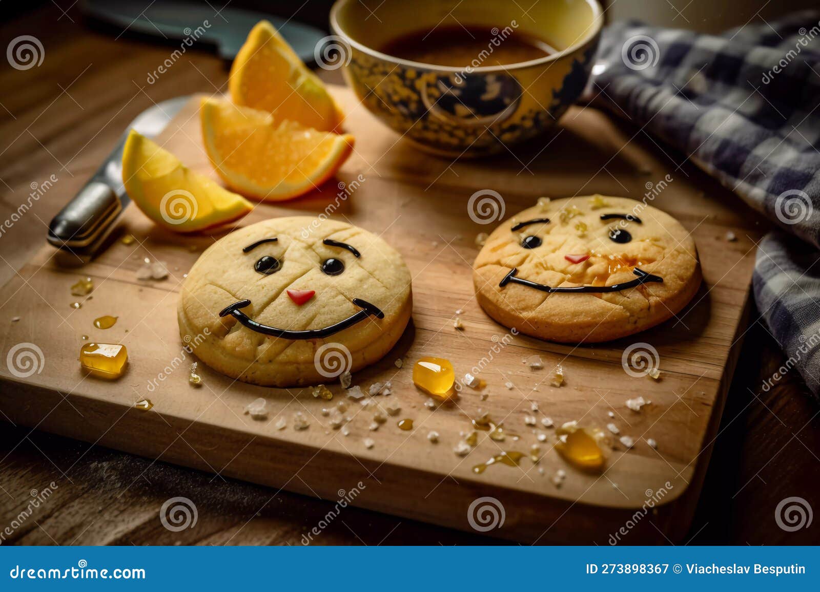 Ready Cookies with Emoticons on the Table. Stock Image - Image of brown ...