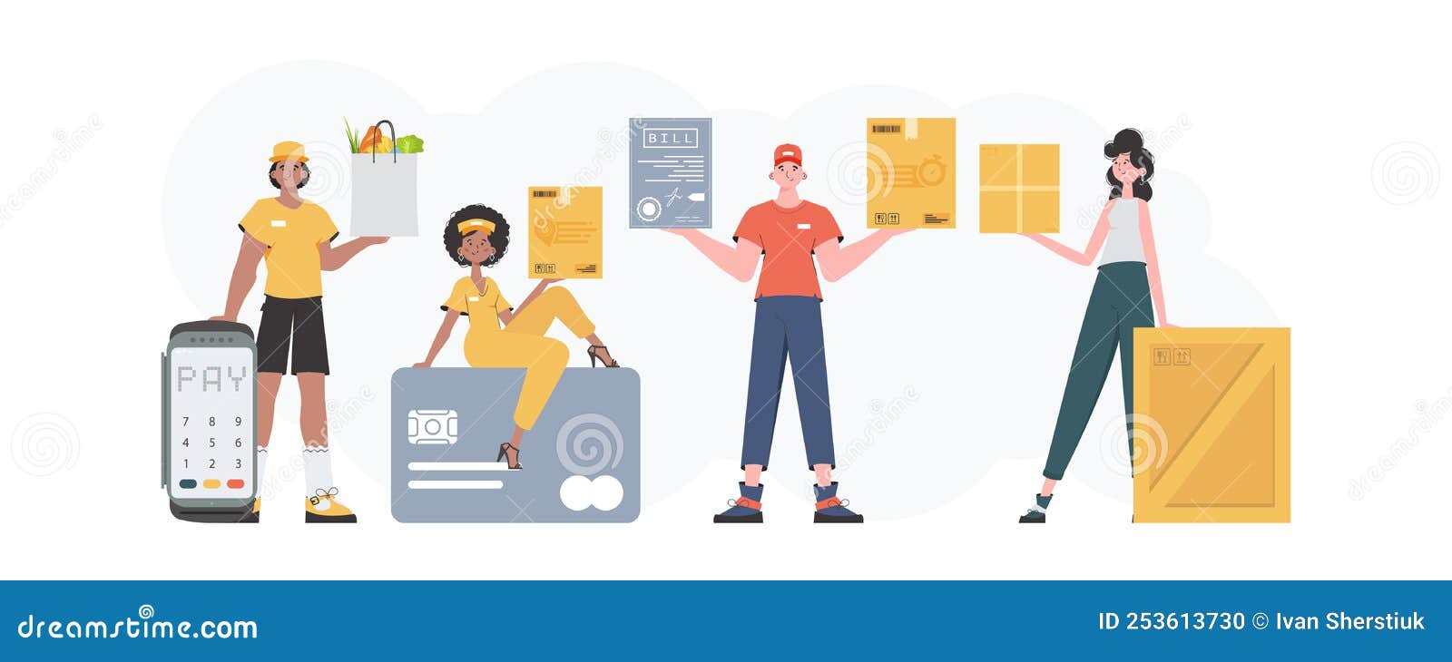 Ready Delivery Banner. Delivery Team. Trendy Flat Style. Vector. Stock ...