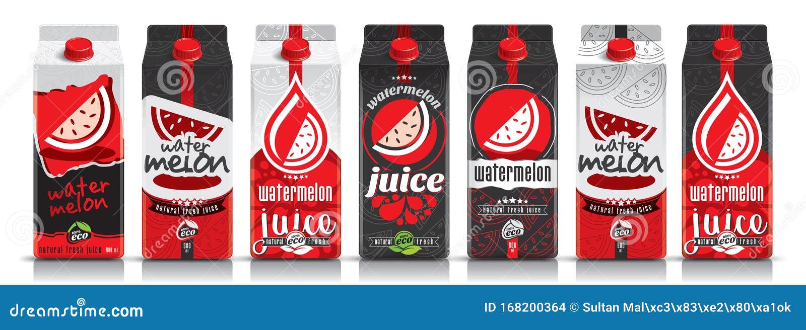 Ready Design Vector Watermelon Juice, Fruit Package Set Stock Vector ...