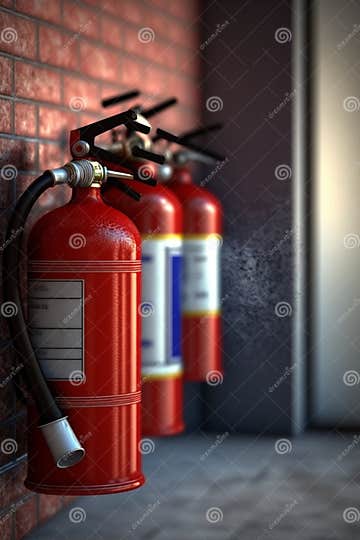 Ready for Emergency: Multiple Fire Extinguishers Mounted on Wall Stock ...