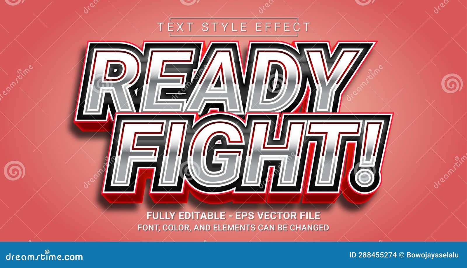 Ready Fight Text Style Effect. Editable Graphic Text Template Stock ...