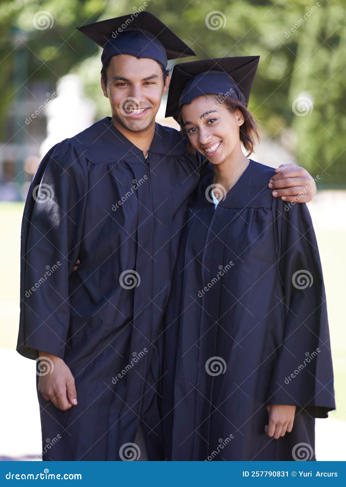 Ready for the Future. Portrait of a Smiling Happy Couple Graduating ...