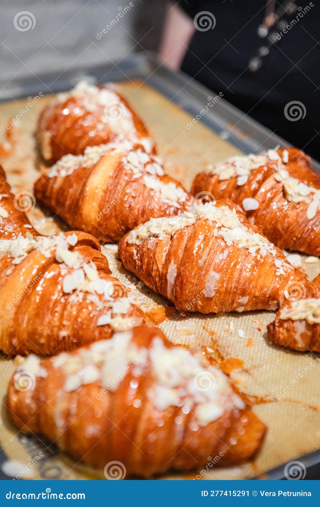 Ready-made Croissants on a Baking Sheet Stock Image - Image of brown ...