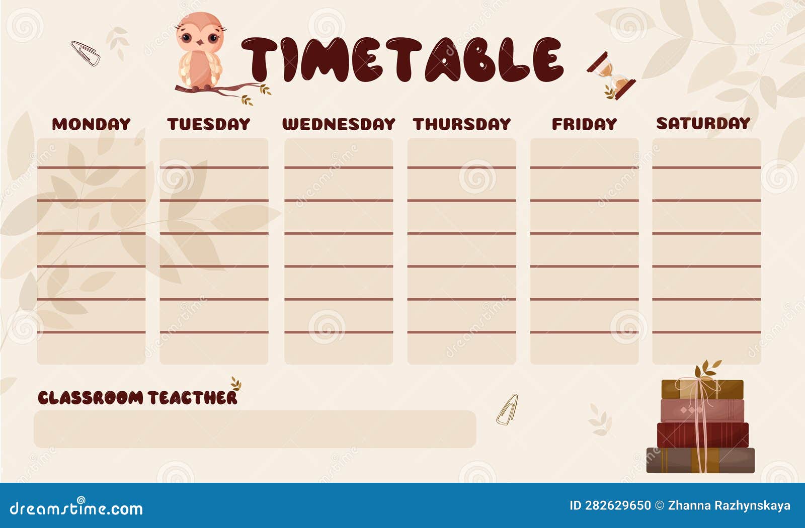 Ready-made Timetable Template for Elementary School. School Week ...