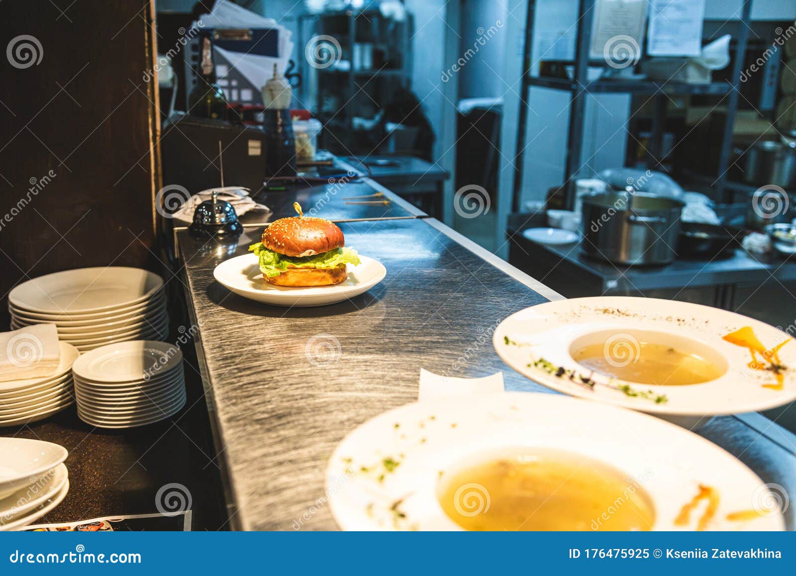 Ready Meals in the Restaurant at the Counter Stock Image - Image of ...