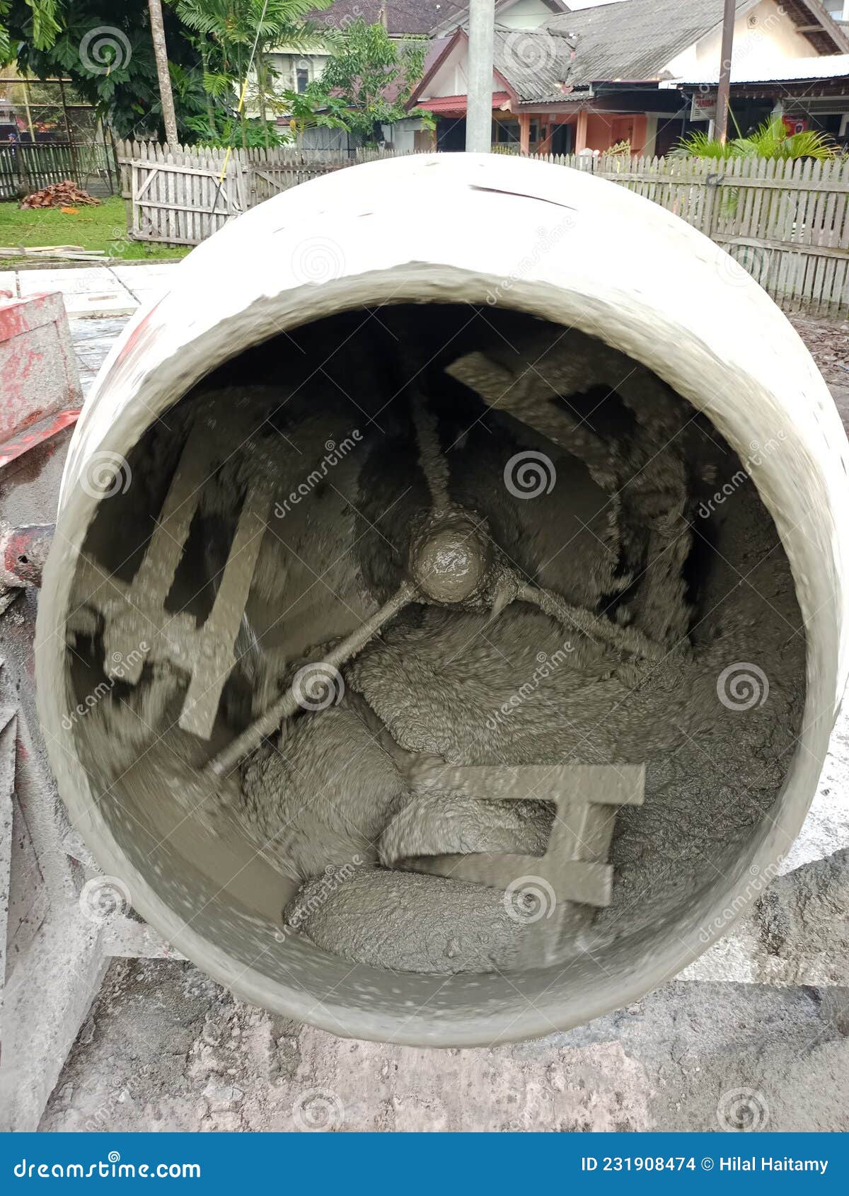 The Ready Mix Machine is Working, a Mixture of Cement, Sand, Water. To ...