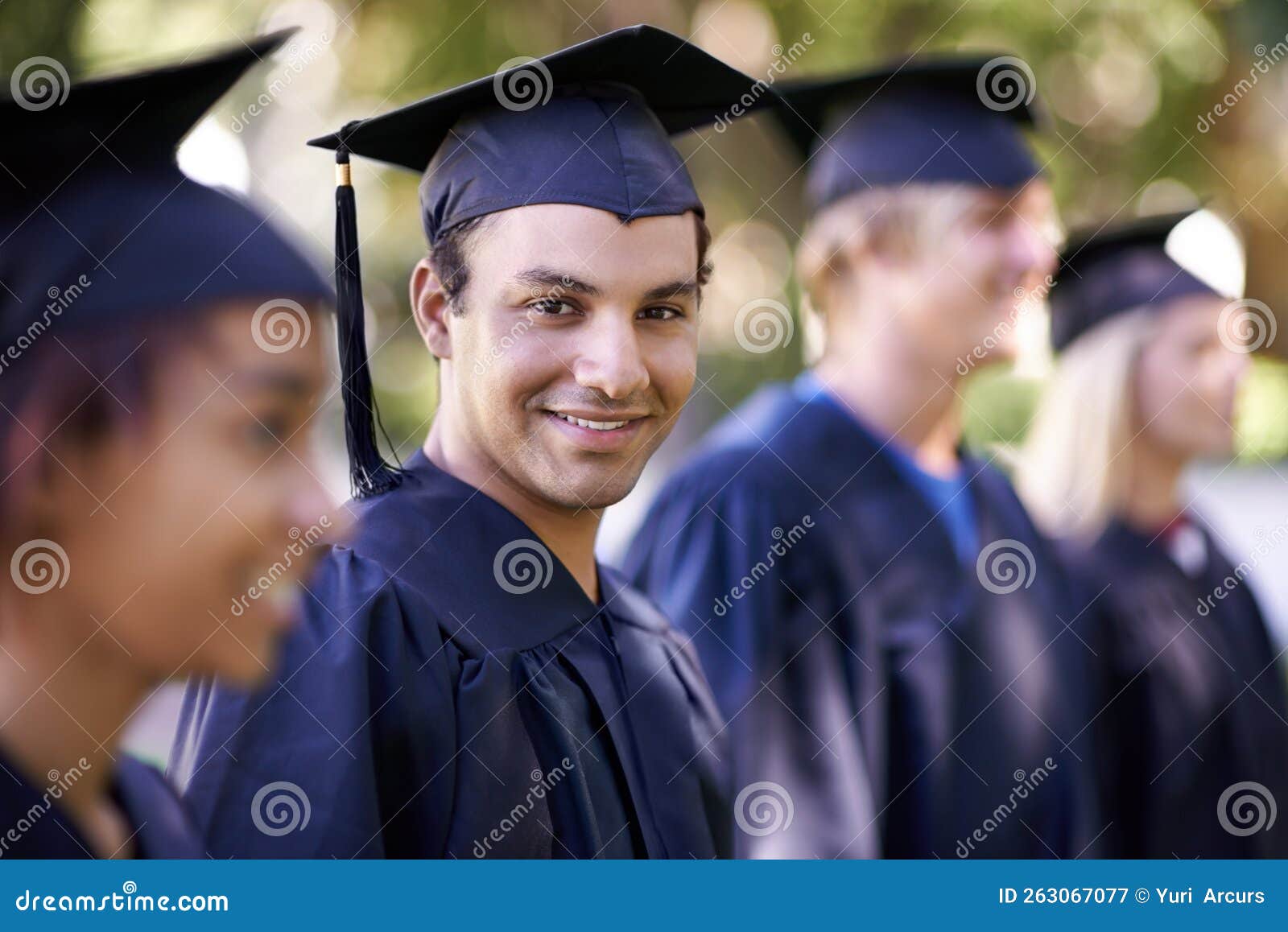 Ready for My Future. a Group of Smiling Graduates Standing in a Row ...