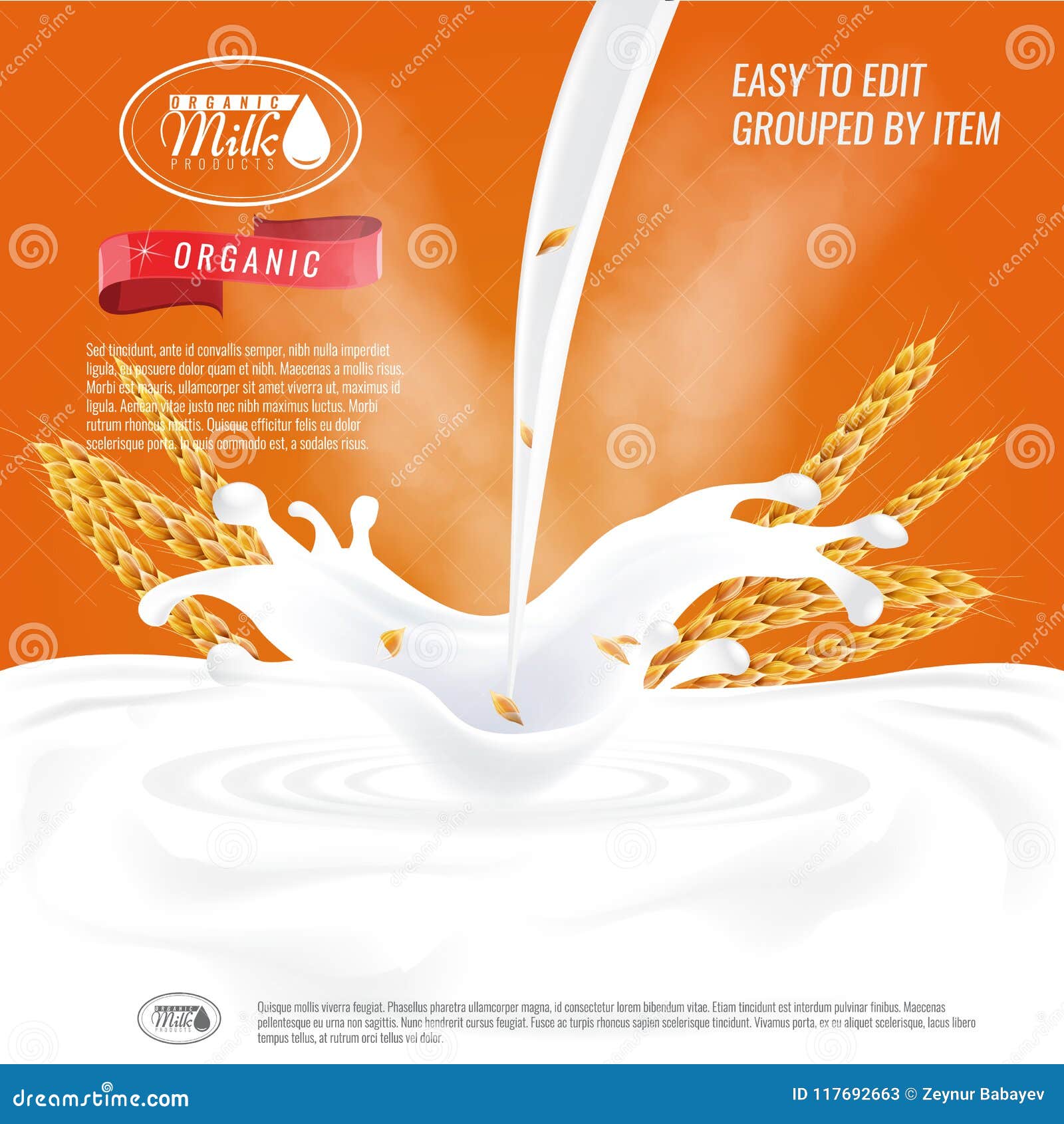 Ready Oatmeal Ad Template Layout, with Milk Pouring White Space. Stock ...