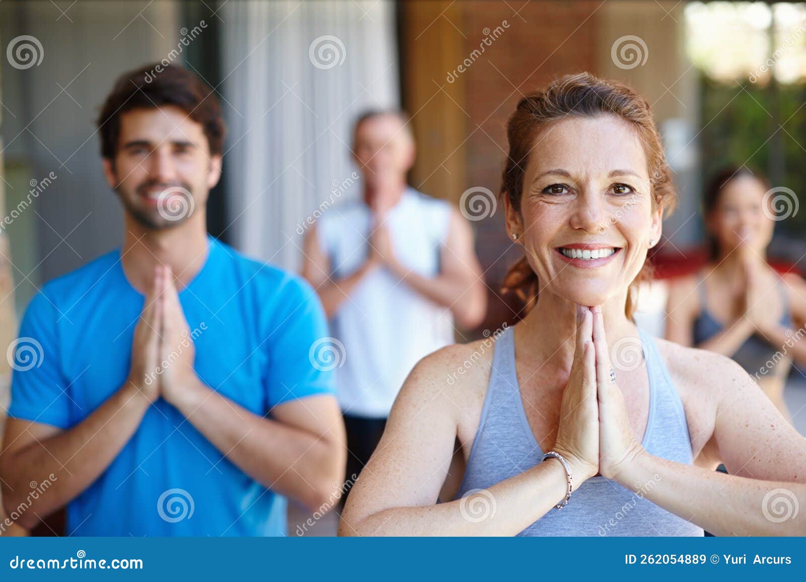 Ready for Our Yoga Class. Portrait of a Yoga Class in Progress. Stock ...
