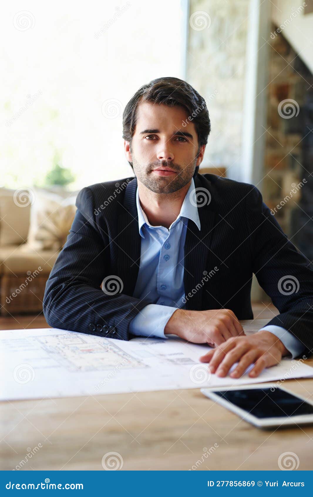 Ready for Presenting To the Client. a Young Architect Sitting at His ...