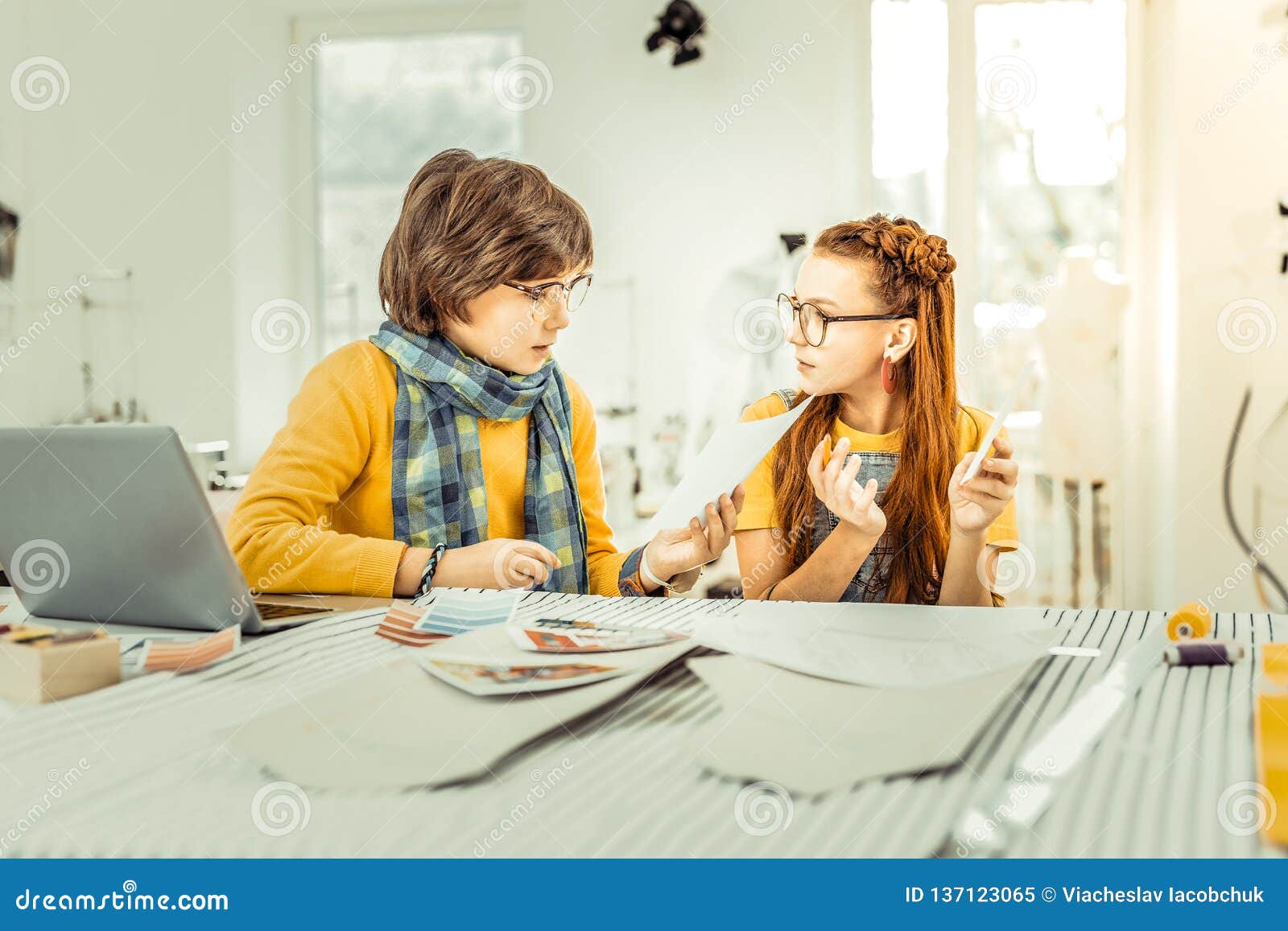 Children Attending Design School Getting Ready for Project Together ...