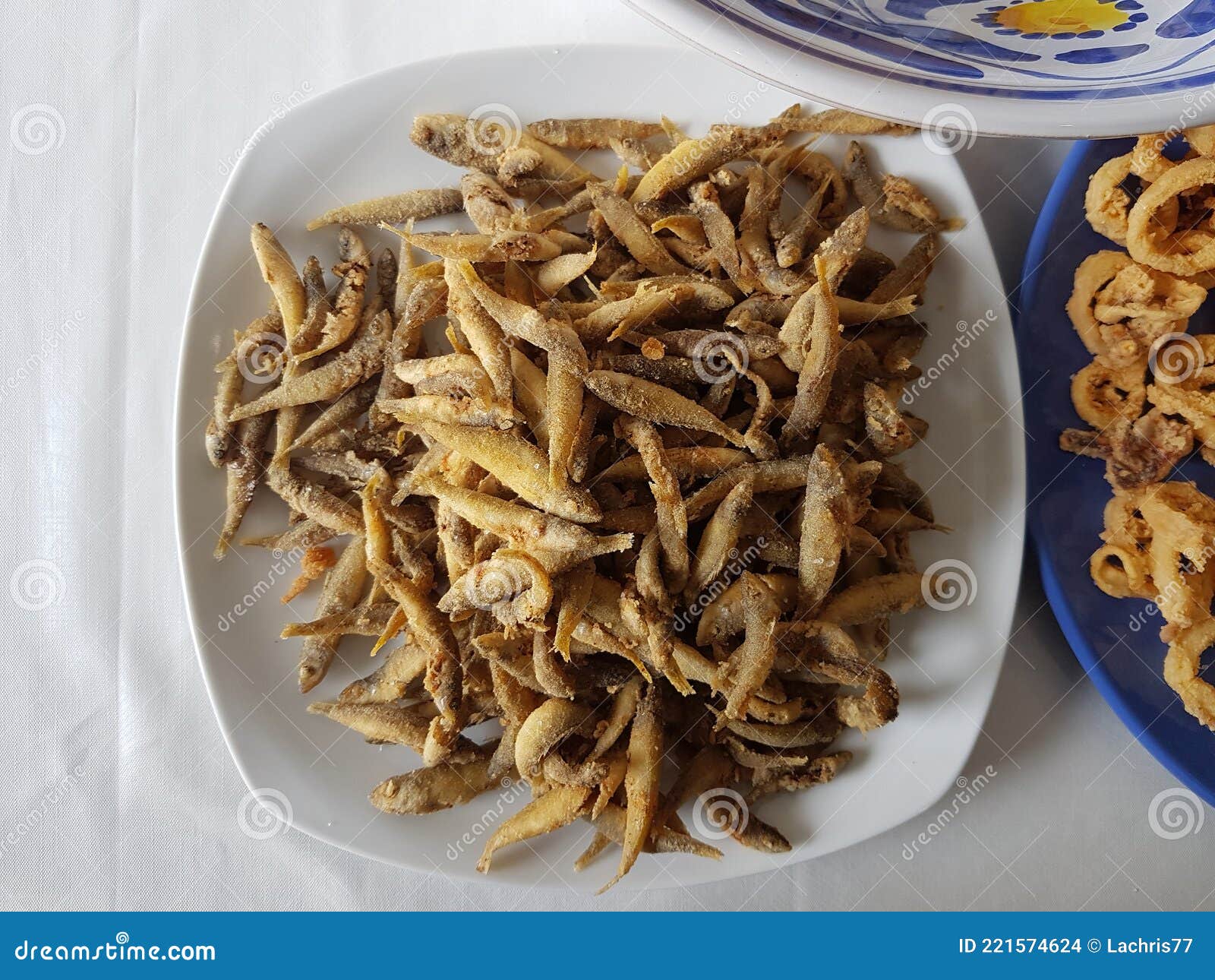 Ready Recipe. Fried Fish, Squid and Sardines Stock Photo - Image of ...
