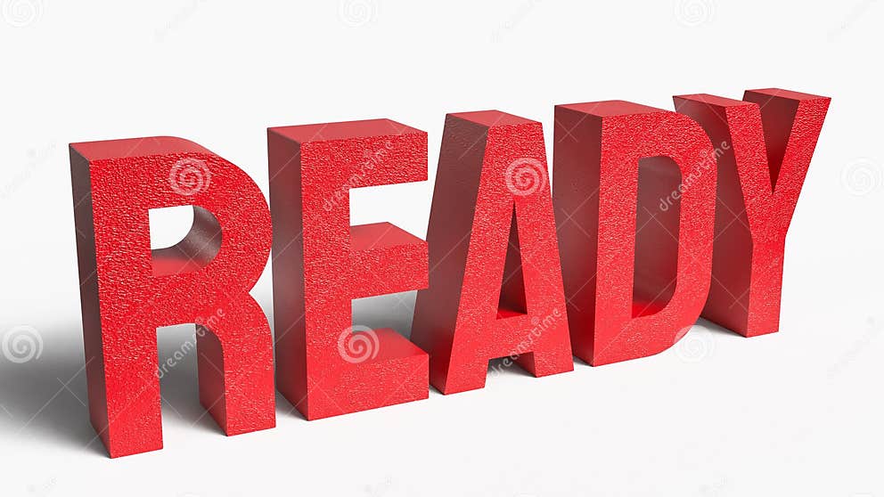 The Ready Red Text on White Background 3d Rendering Stock Illustration ...