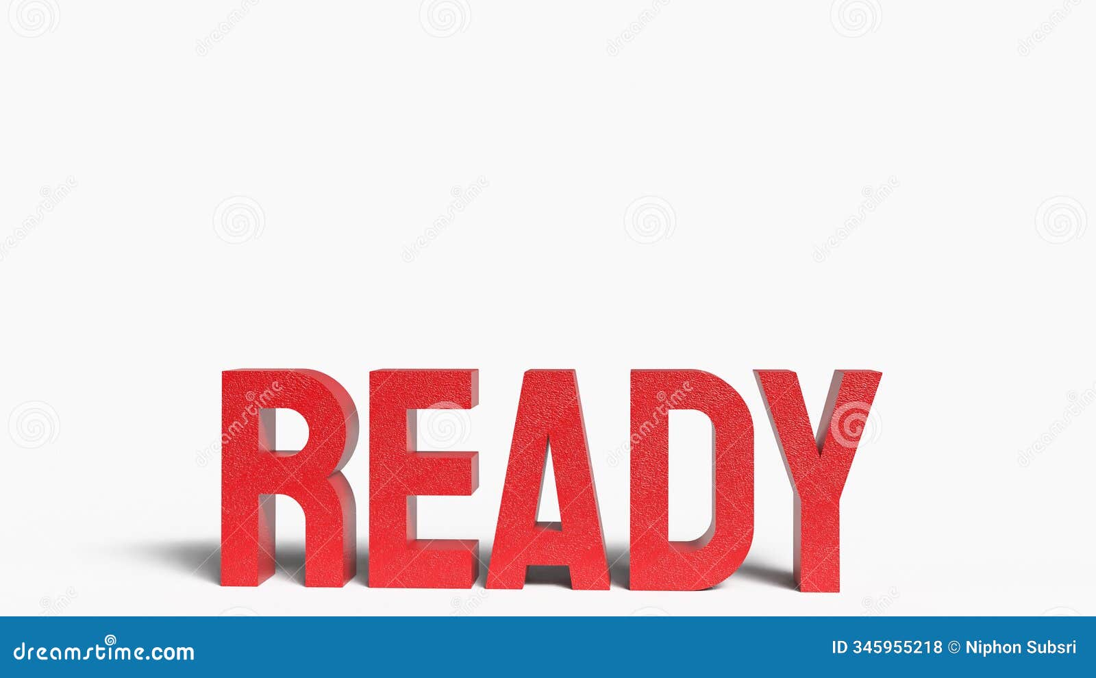 The Ready Red Text on White Background 3d Rendering Stock Illustration ...