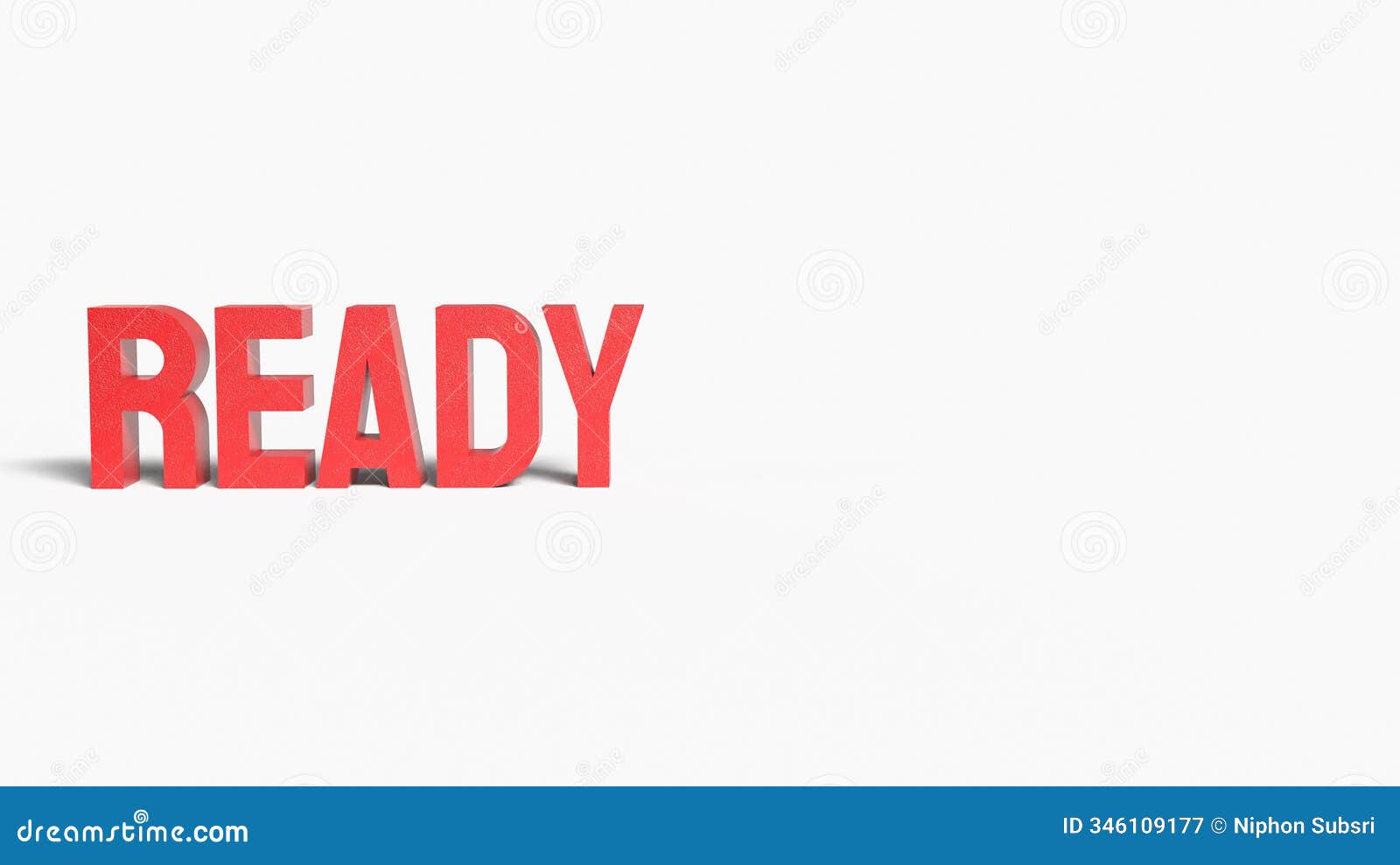 The Ready Red Text on White Background 3d Rendering Stock Illustration ...