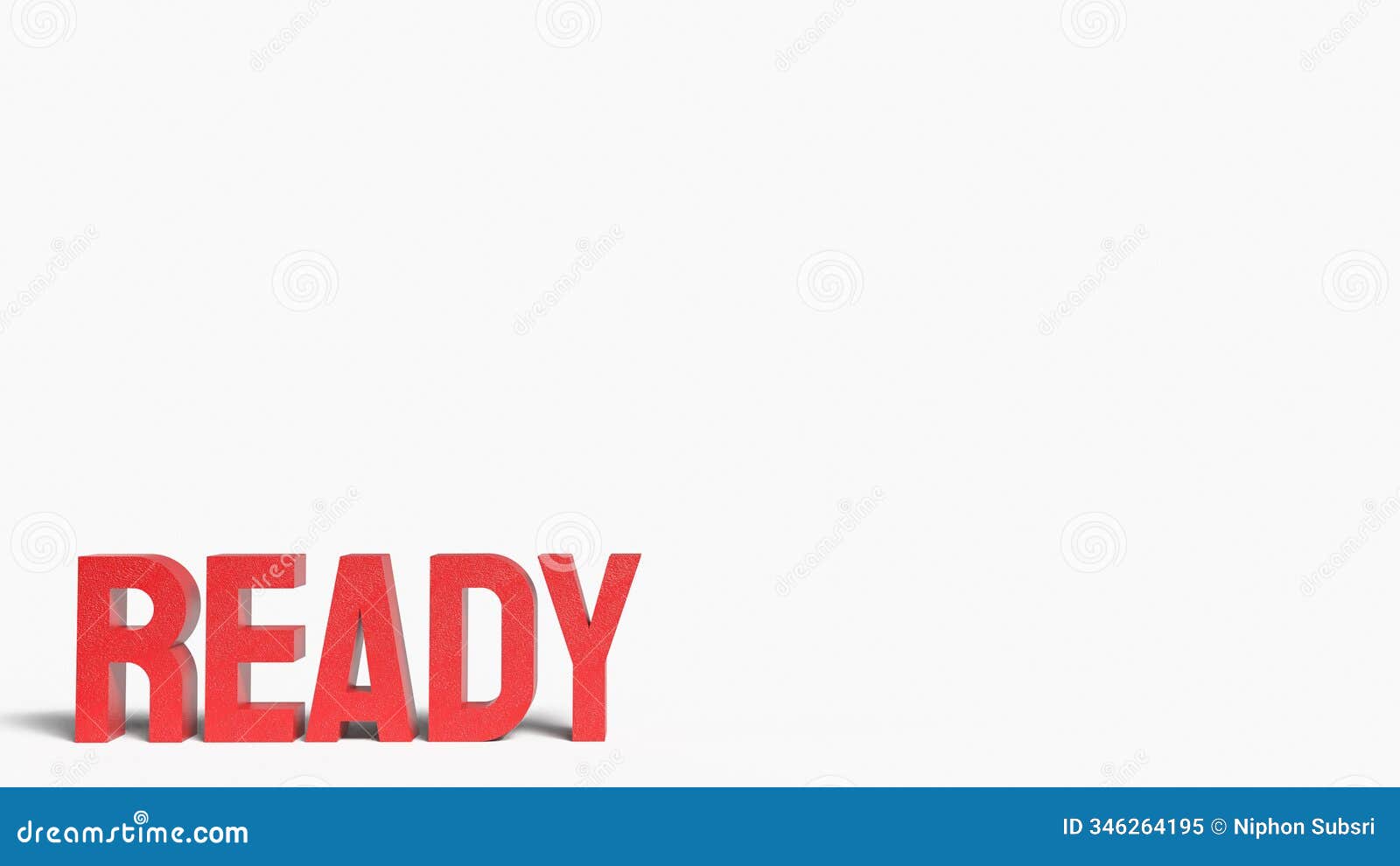 The Ready Red Text on White Background 3d Rendering Stock Illustration ...