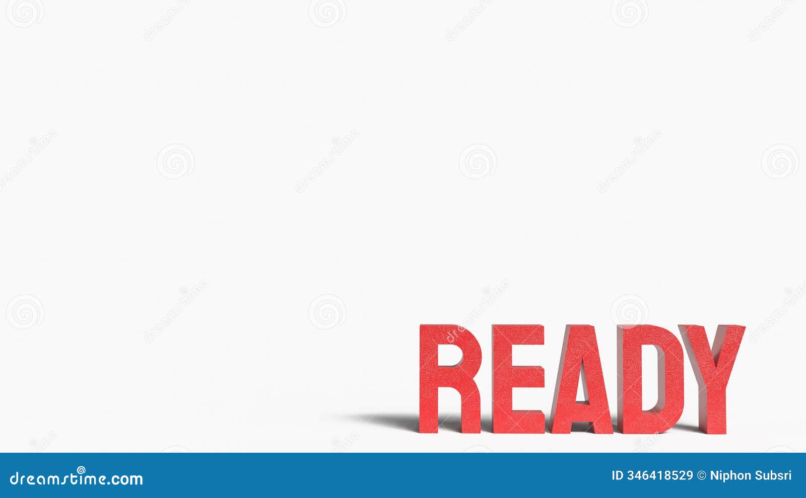 The Ready Red Text on White Background 3d Rendering Stock Illustration ...