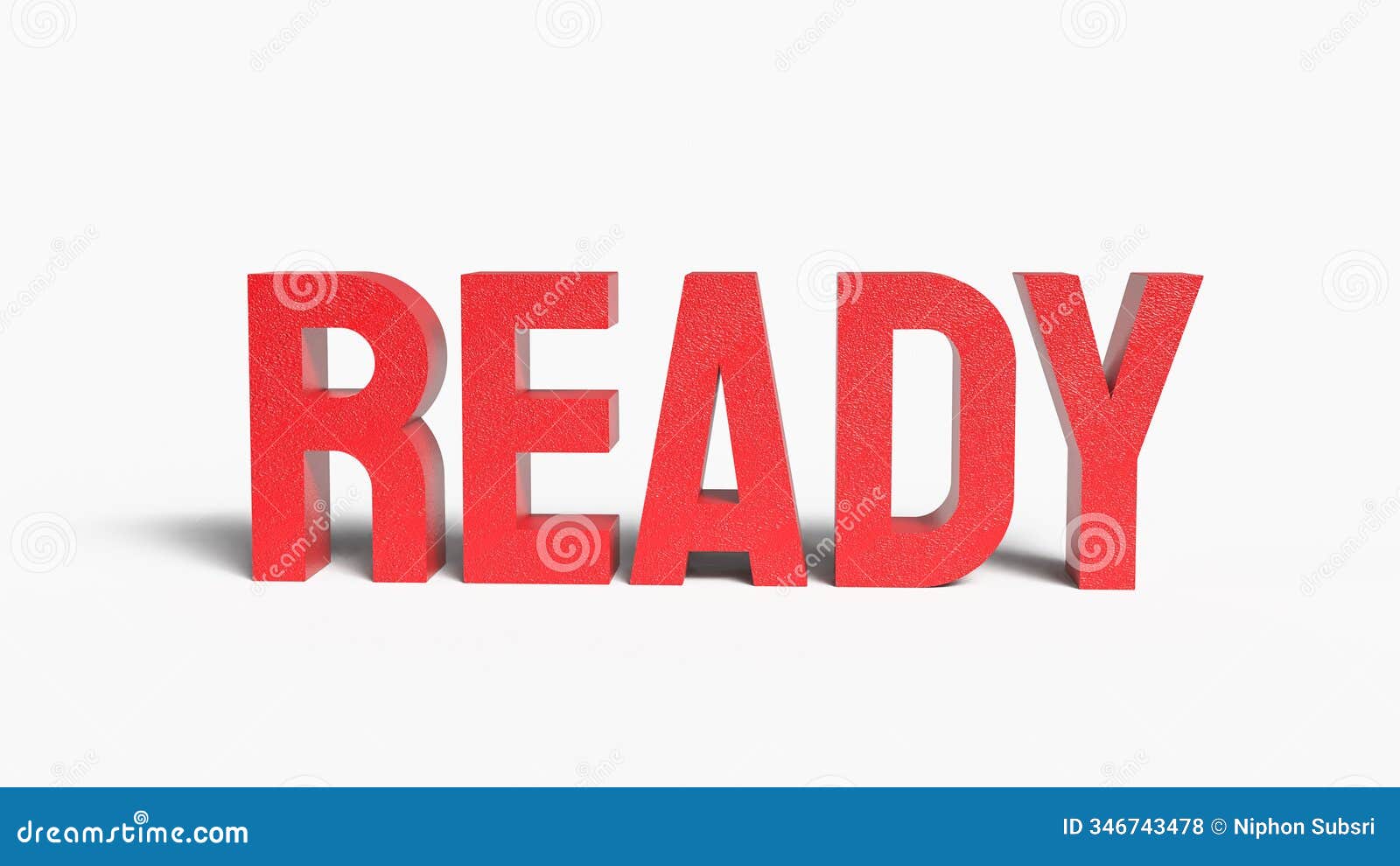 The Ready Red Text on White Background 3d Rendering Stock Illustration ...