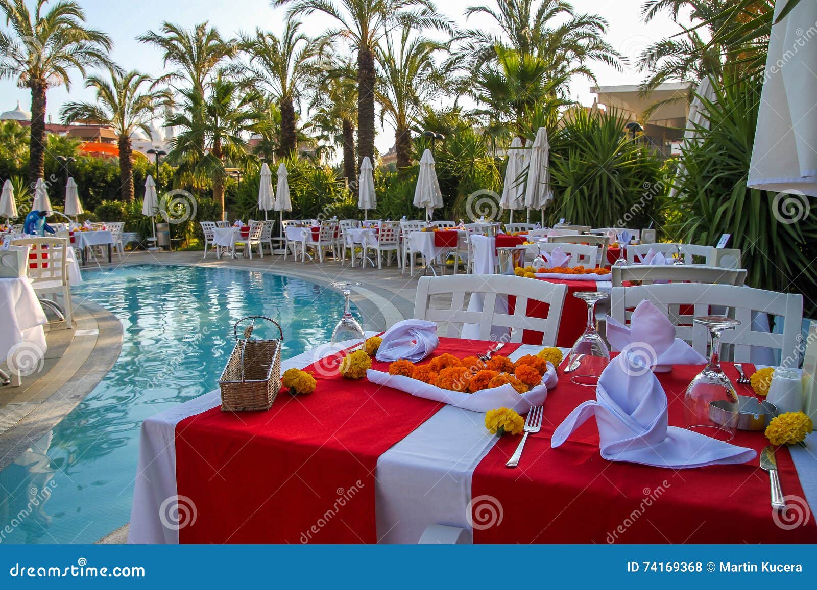 Ready Romantic Dinner Next To the Pool. Stock Photo - Image of alanya ...